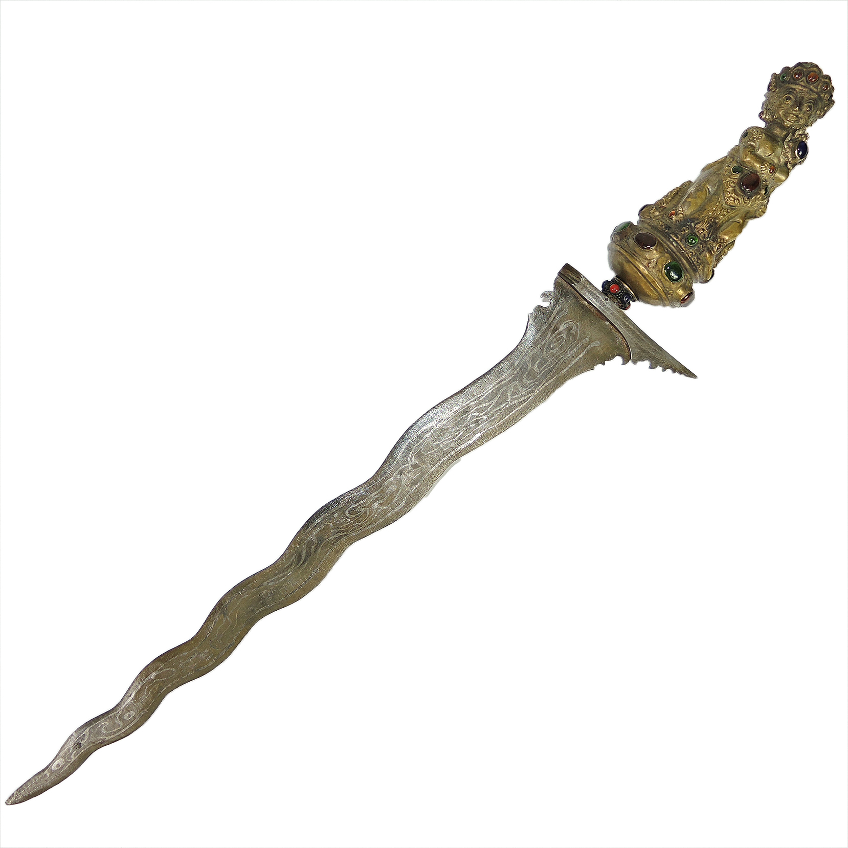 Indonesian Kris Dagger with Figural Handle with Cabochons | EBTH