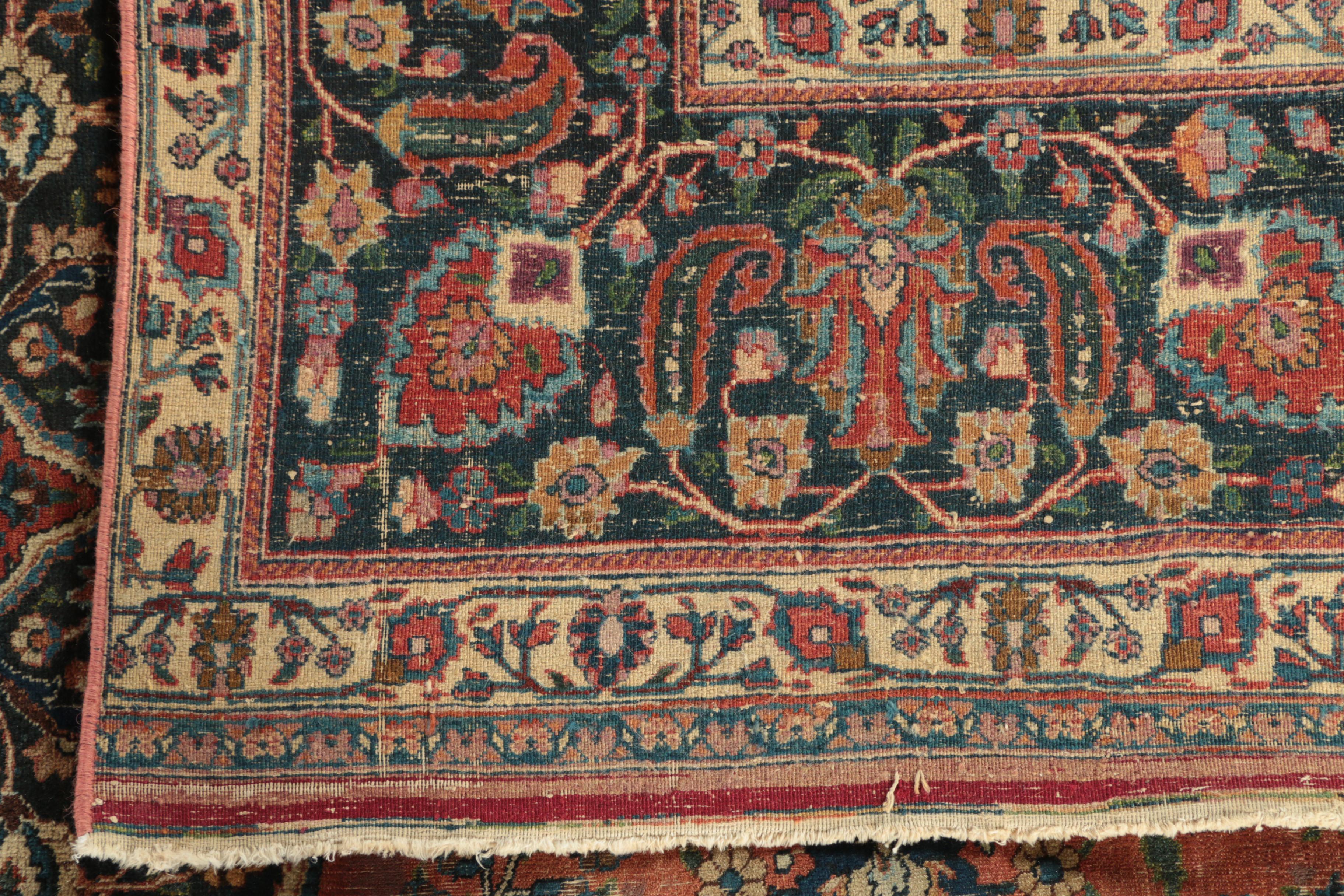 Vintage Hand-Knotted Persian Mashhad Mahavallat Wool Room Sized Rug | EBTH