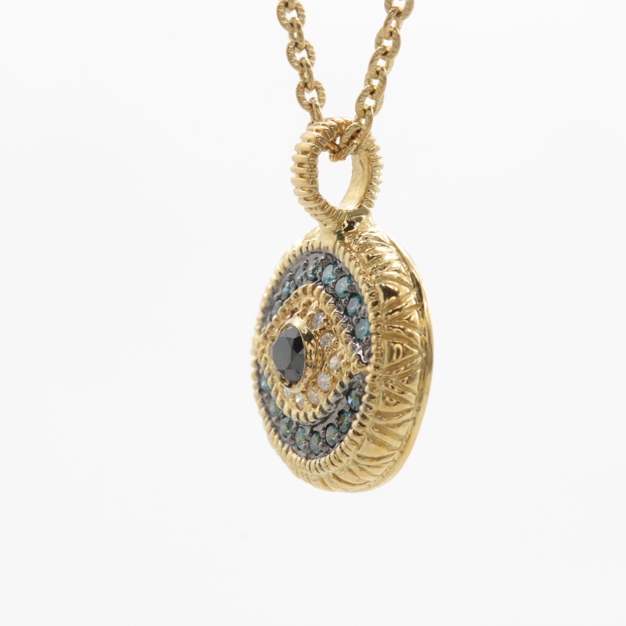 Judith Ripka "Evil Eye" 18K Yellow Gold Diamond Necklace | EBTH