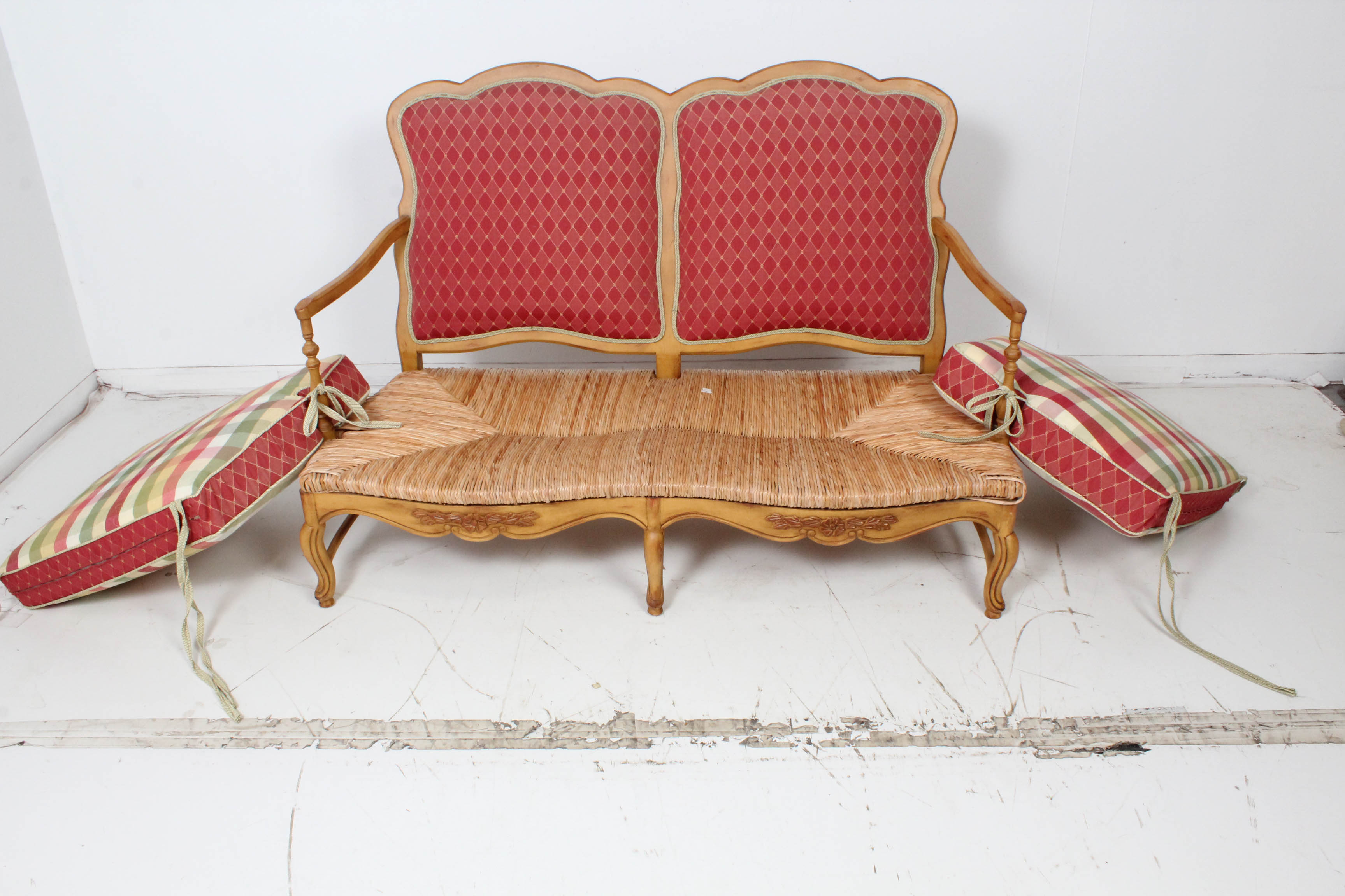 Contemporary Wood Frame Settee | EBTH