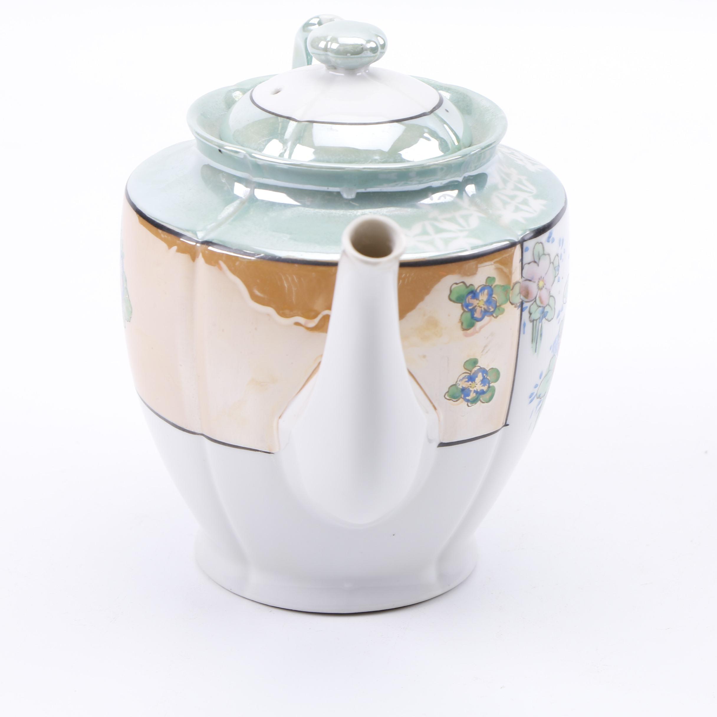 Vintage Japanese Hand-Painted Lusterware Porcelain Teapot | EBTH