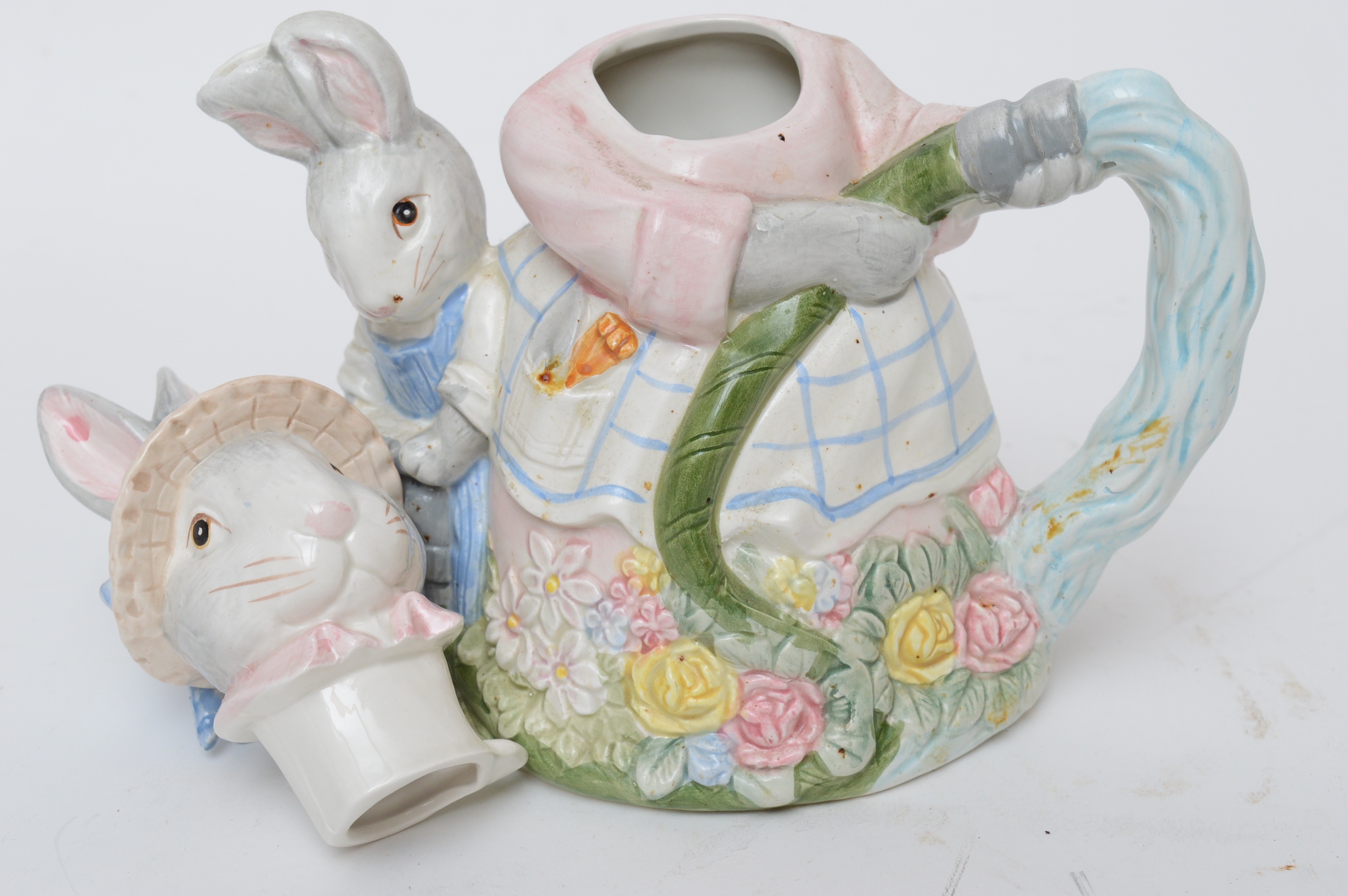 Pair of Fitz & Floyd Rabbit Teapot with Creamer and Sugar Set | EBTH