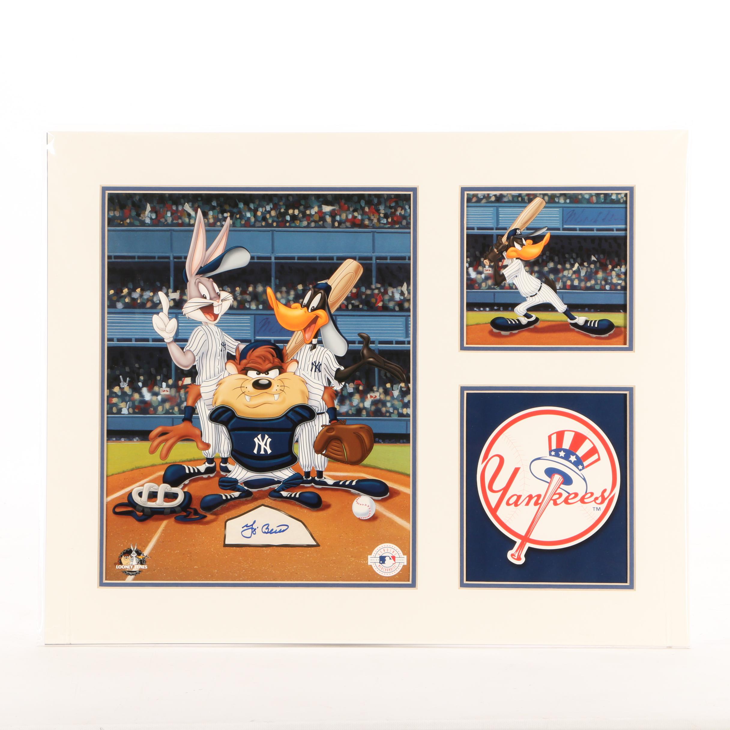 Yogi Berra Signed New York Yankees Looney Tunes Baseball Lithograph COA ...