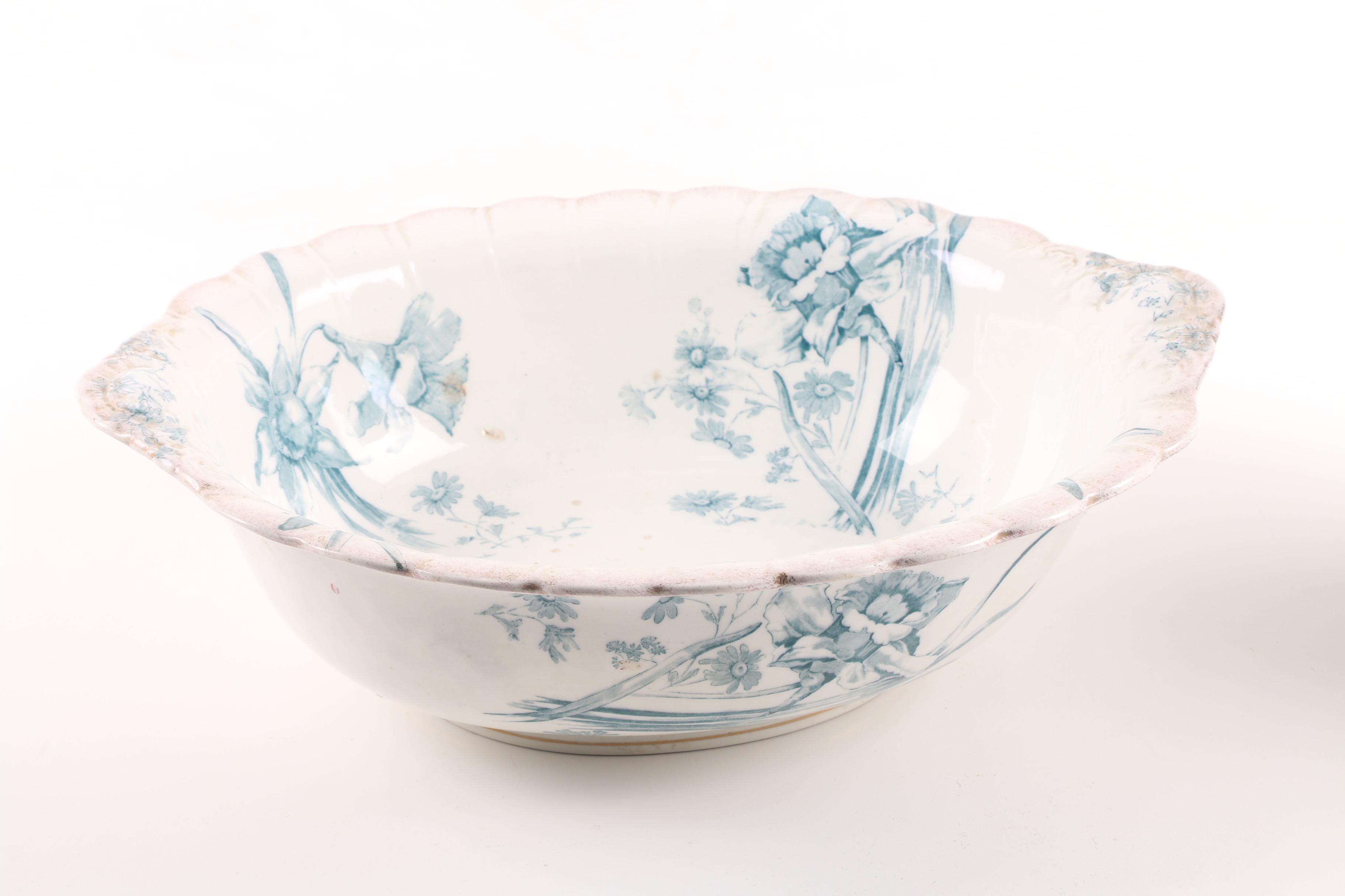 Victorian Porcelain Pitcher and Basin by Furnivals, Late 19th Century ...