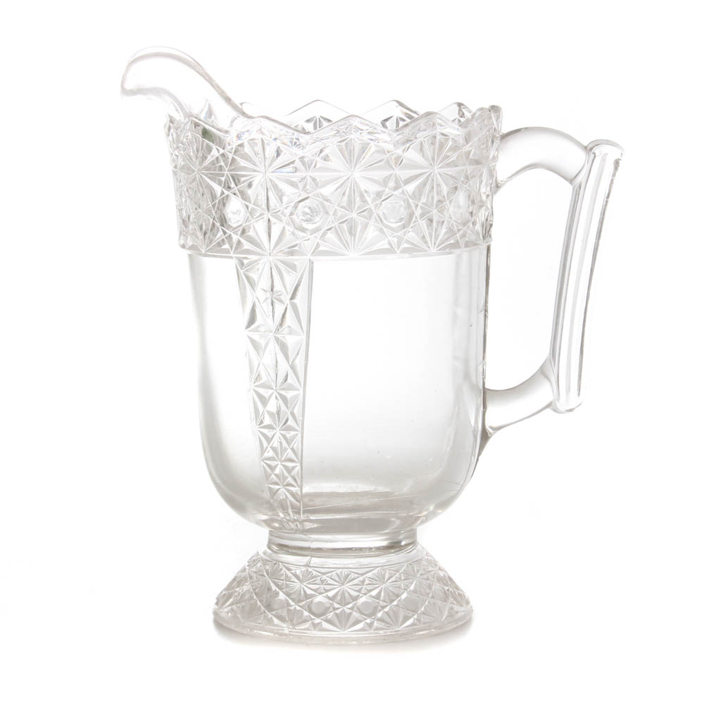 Early American Pattern Glass "Queen" Pitcher by McKee Glass | EBTH