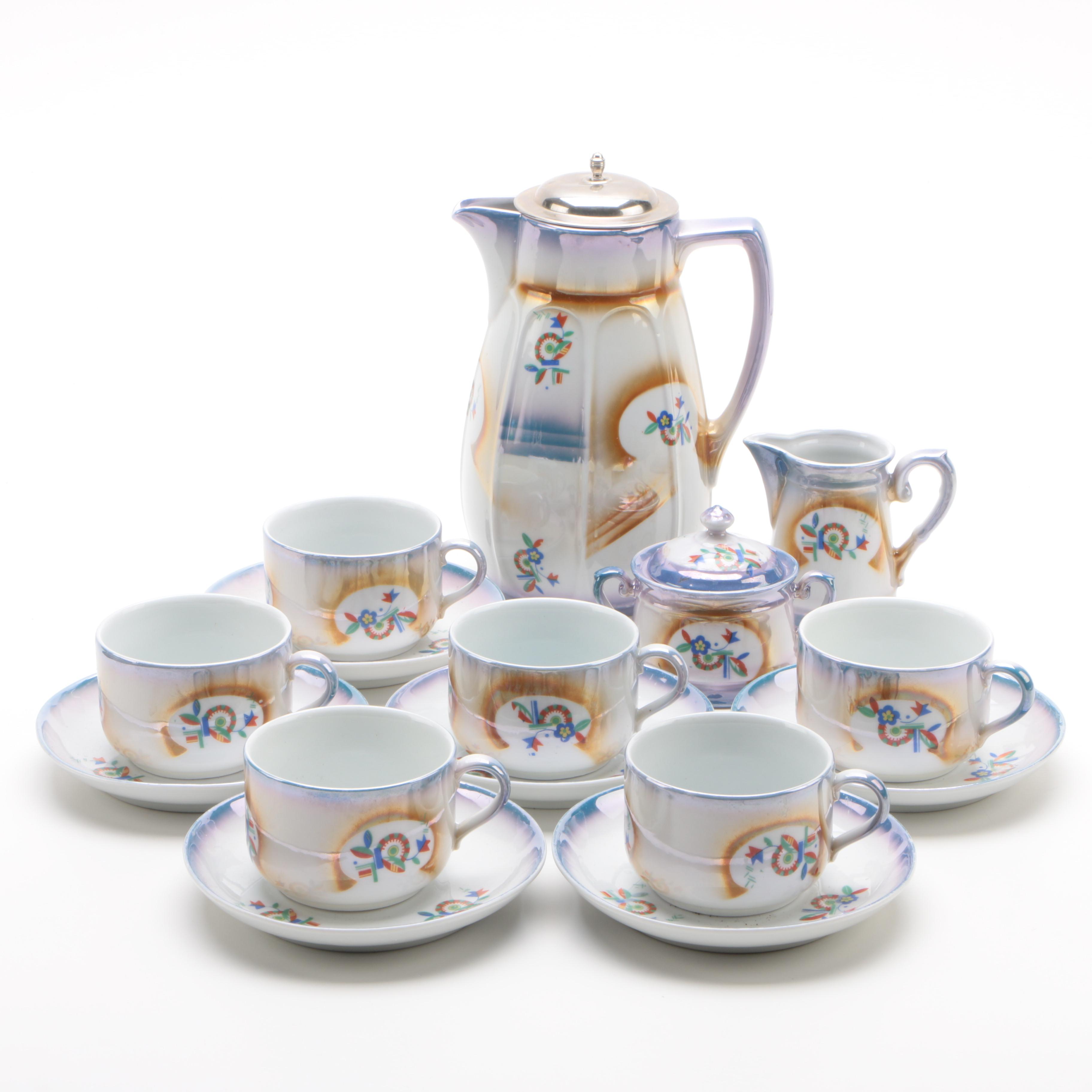 Vintage Lusterware Porcelain Coffee Service | EBTH