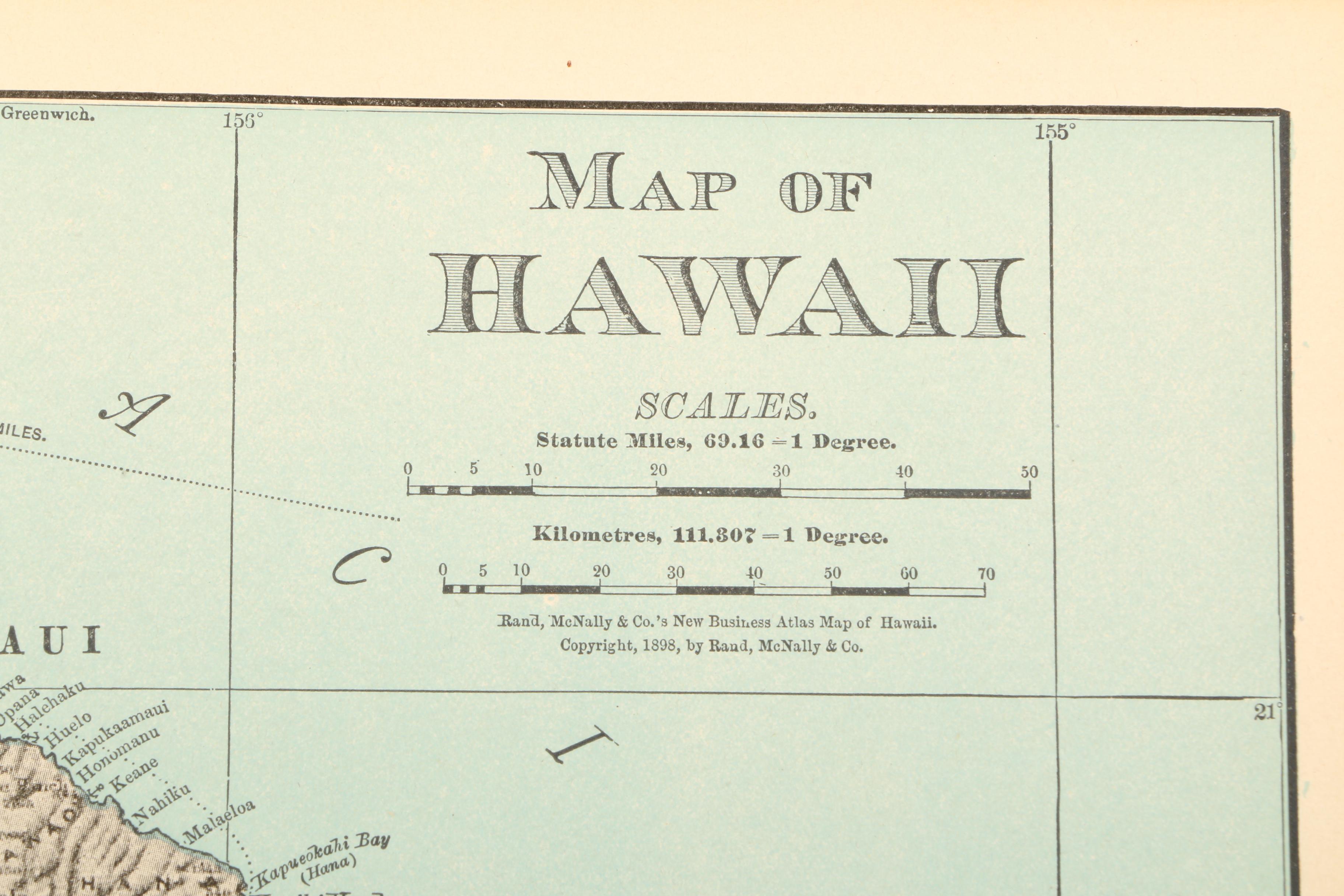 1898 Unframed Map of Hawaii | EBTH