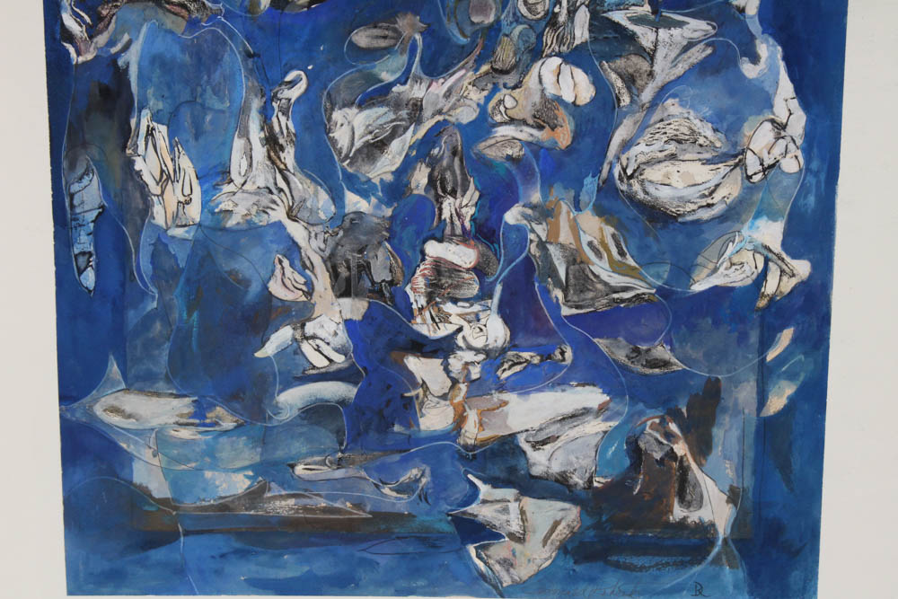 Donald Roberts 1990's Mixed Media Paintings "Island Sky..." and "Island ...