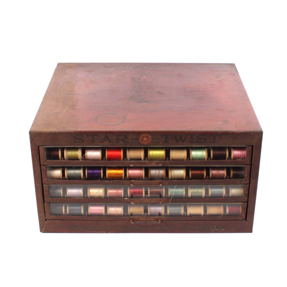 American Thread Company Tabletop Spool Cabinet | EBTH