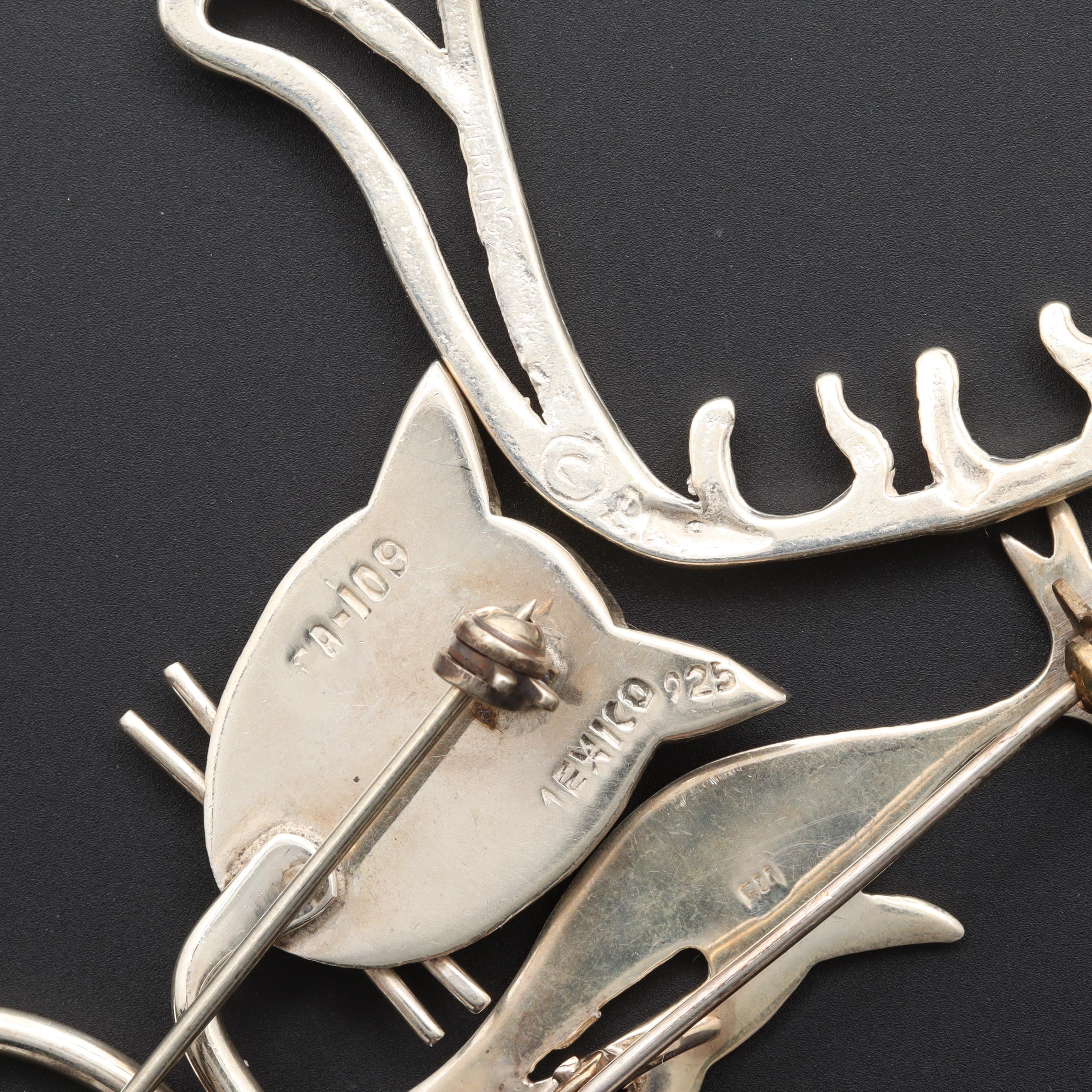 Assorted Sterling Silver and Base Metal Cat Themed Jewelry Including ...