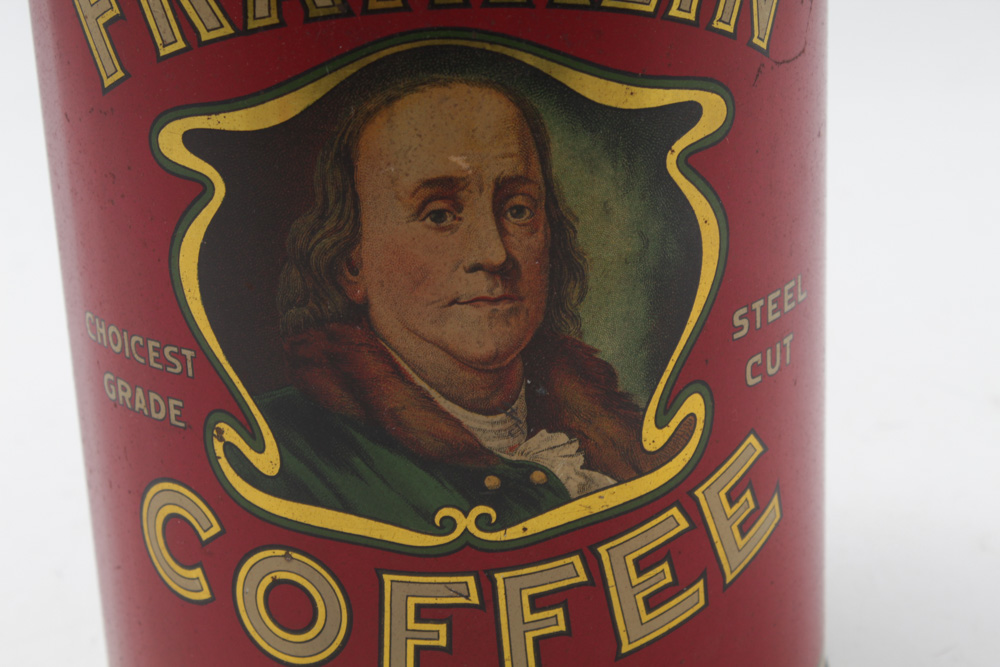 Red Metal Franklin Coffee Tin | EBTH