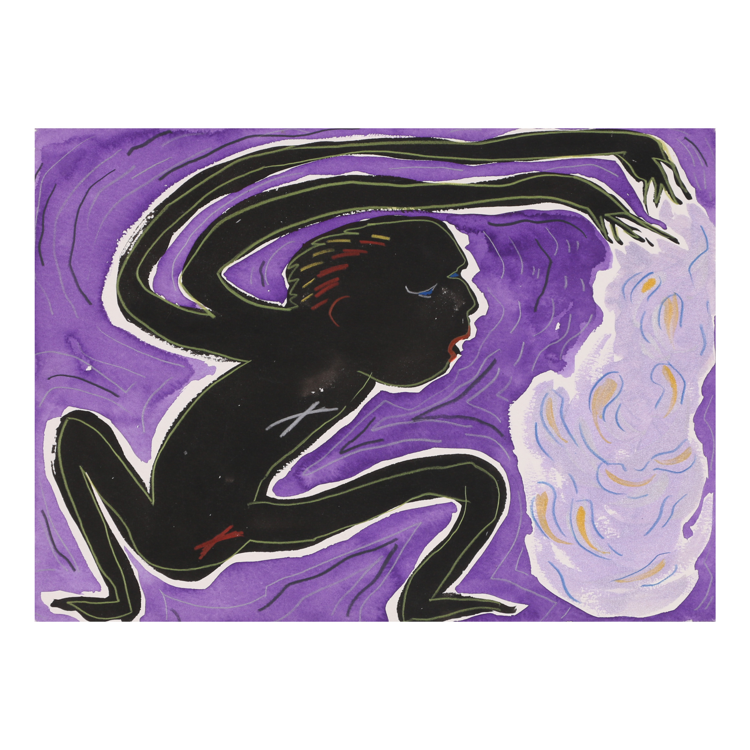 Merle Rosen Ink Painting with Colored Pencil | EBTH