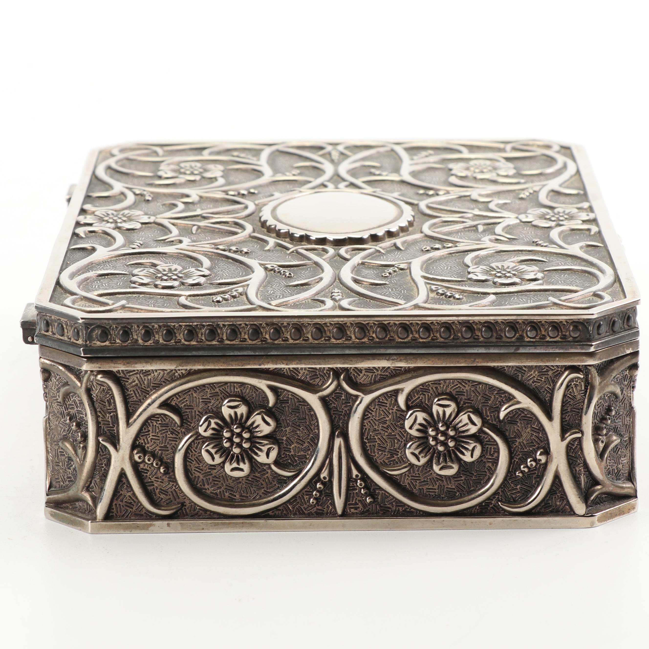 Godinger Silver Art Co. Silver Plate Floral Motif Jewelry Box with ...