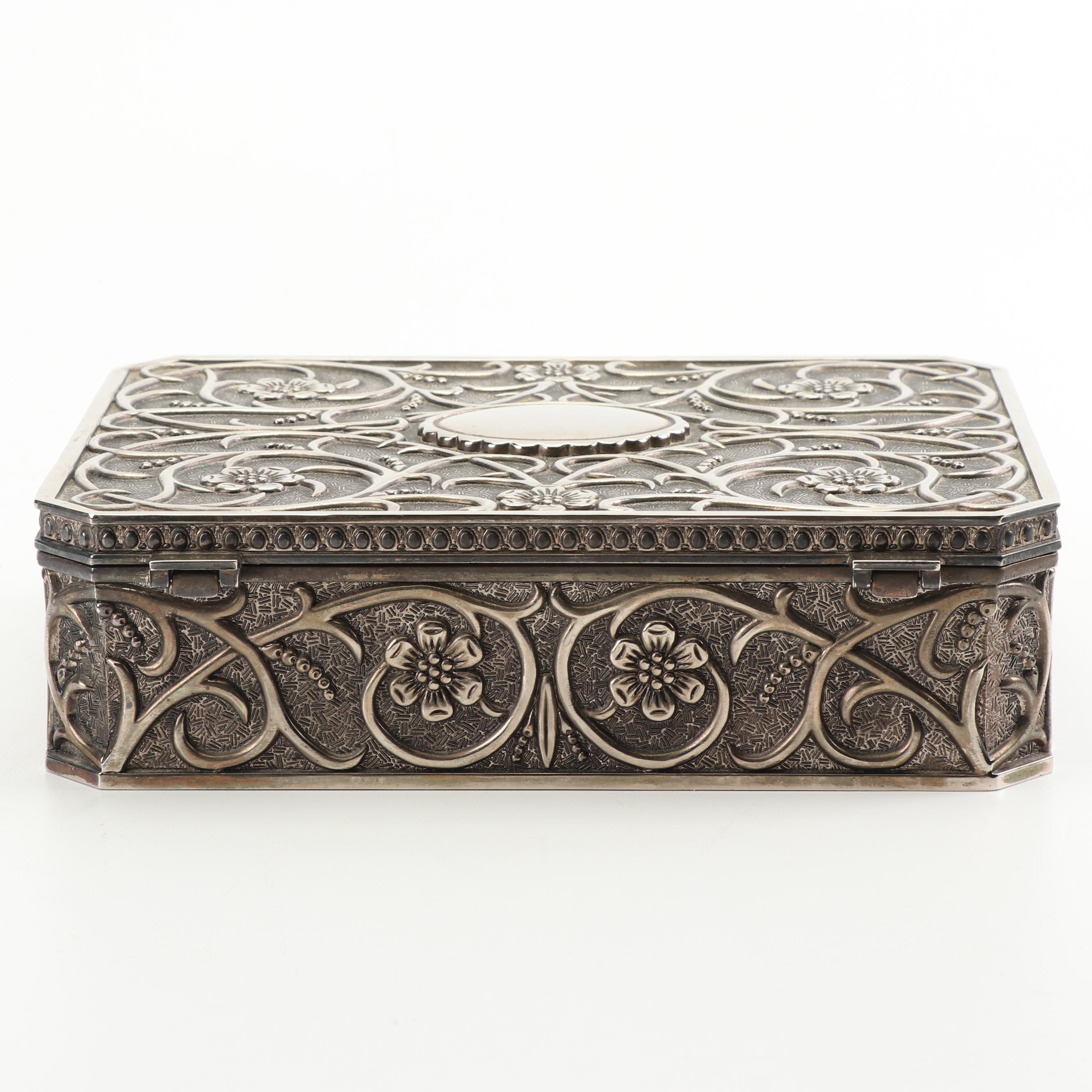 Godinger Silver Art Co. Silver Plate Floral Motif Jewelry Box with ...