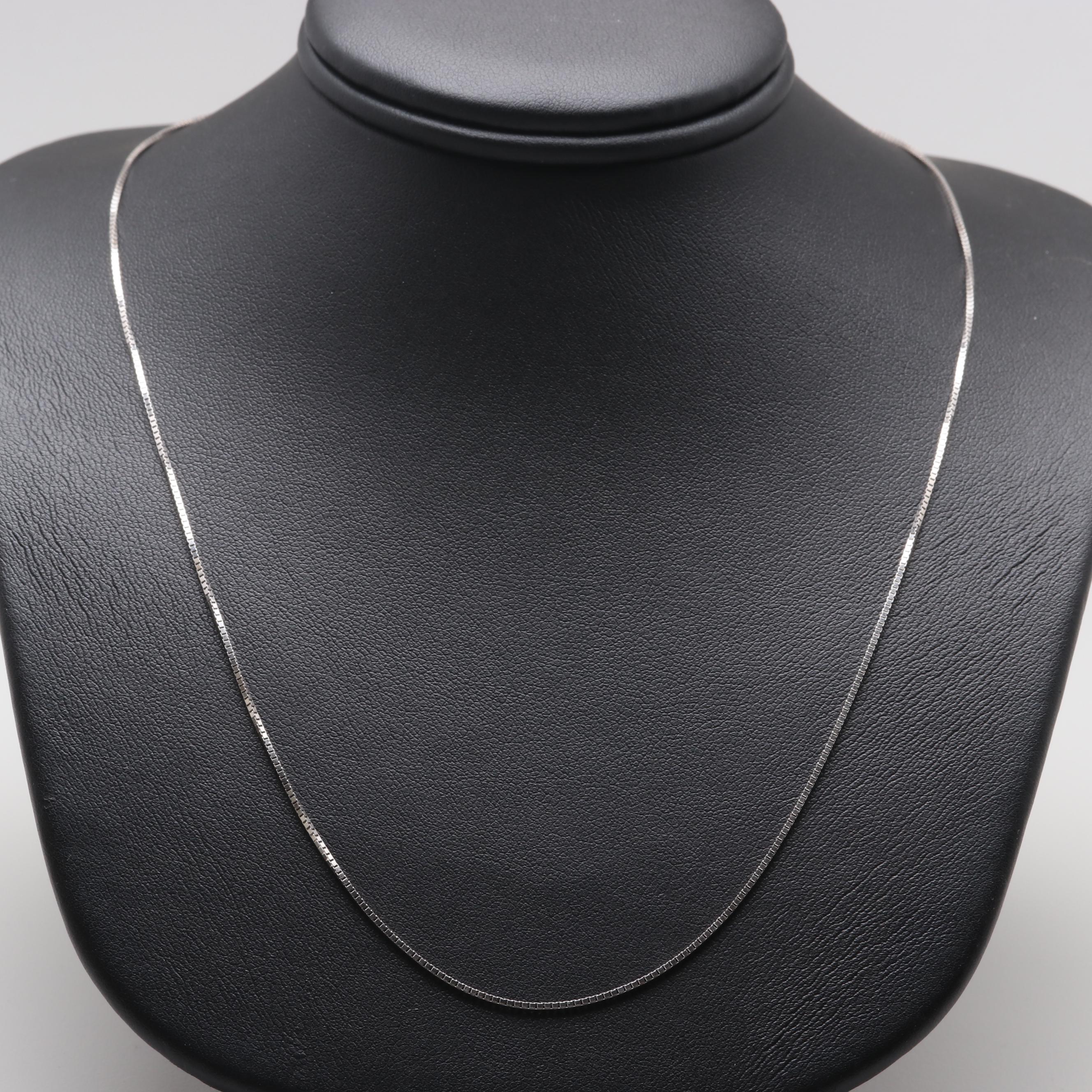 14K White Gold Box Chain Necklace | EBTH