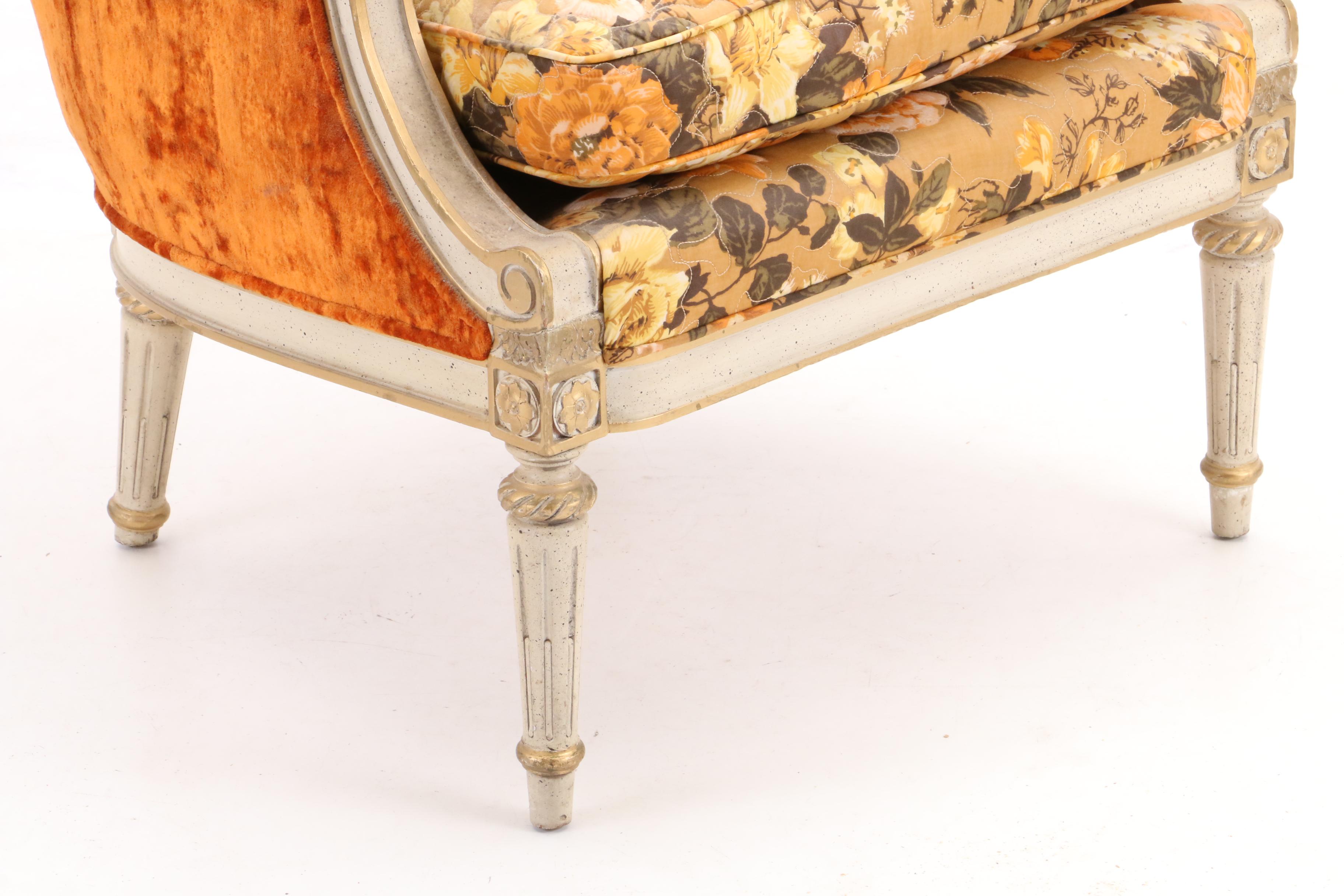 Vintage Velvet and Flower Upholstered Armchair by Hibriten Chair ...