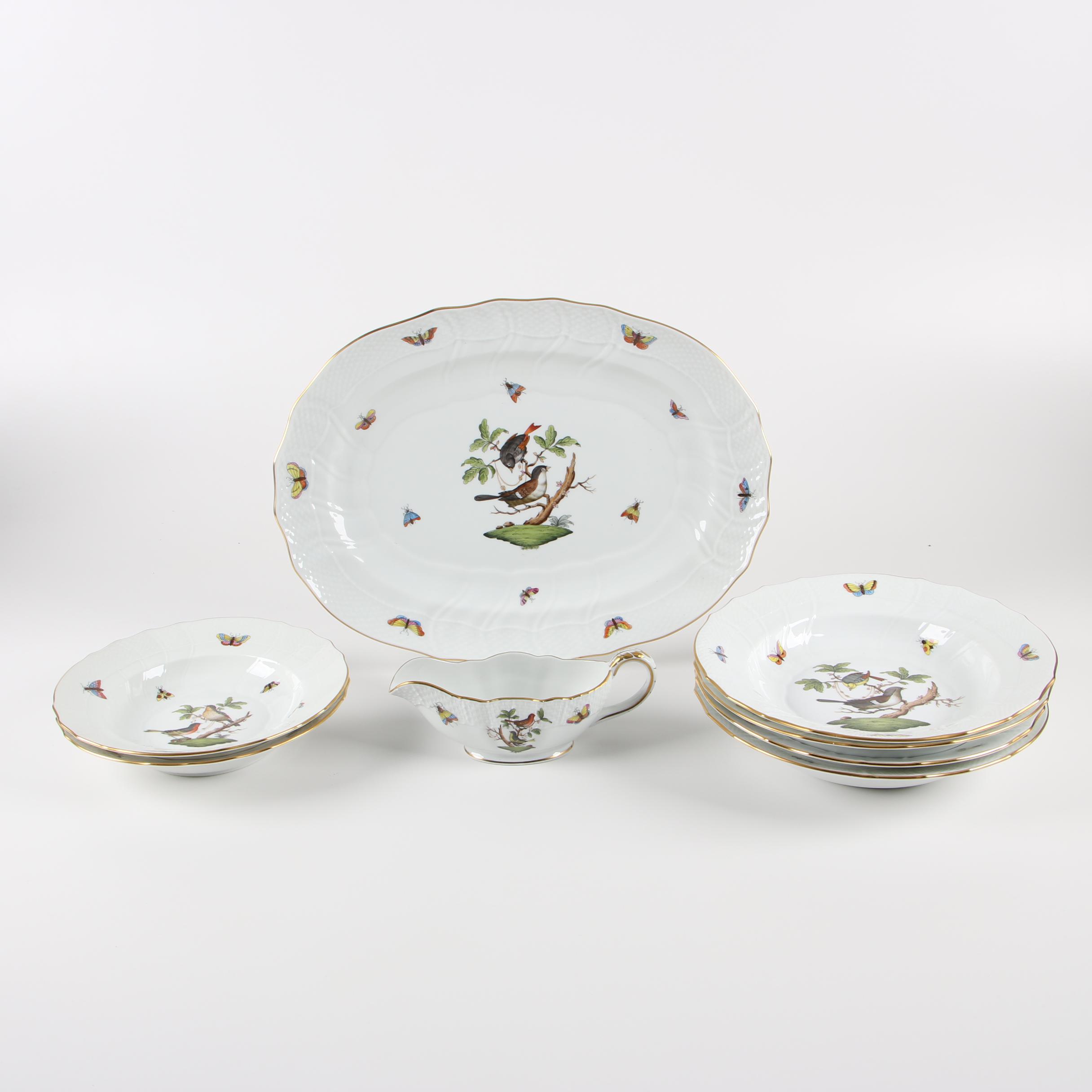 Herend Hungary "Rothschild Bird" Porcelain Serveware | EBTH