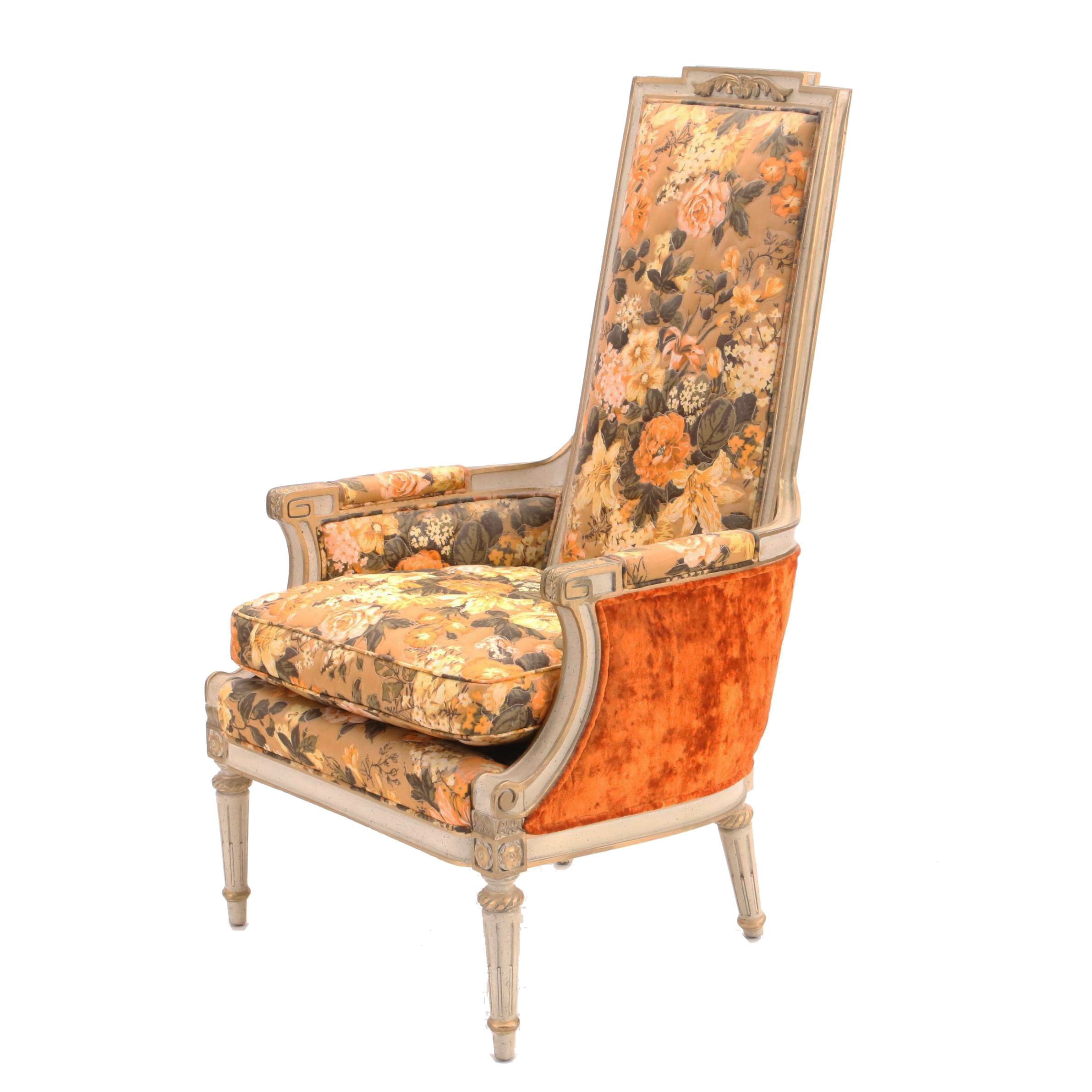 Vintage Velvet and Flower Upholstered Armchair by Hibriten Chair ...