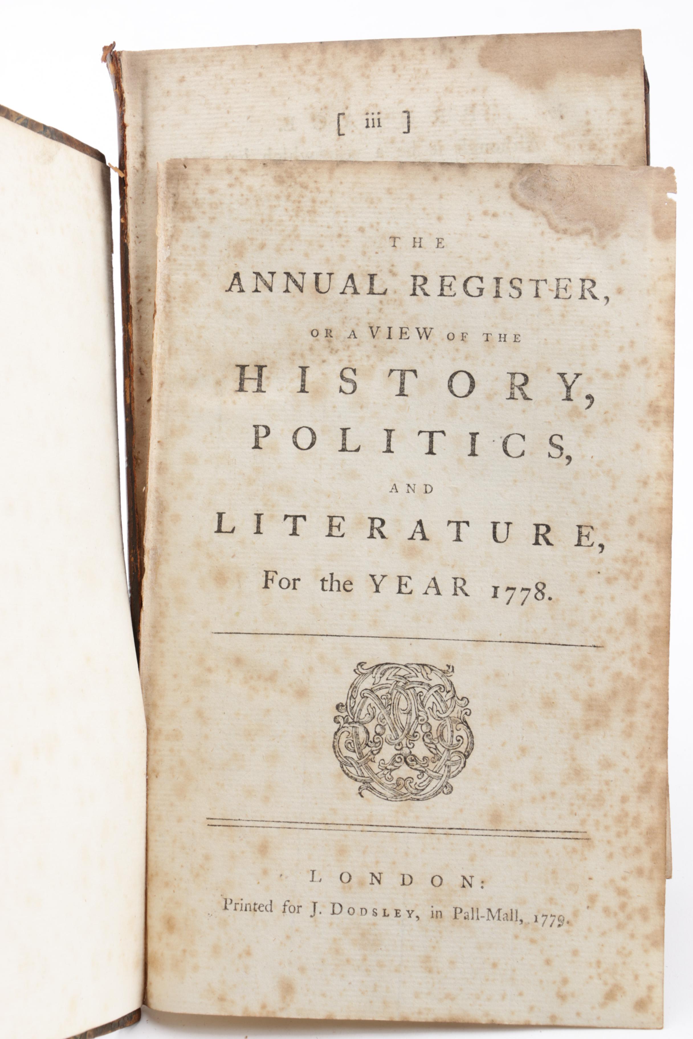 1779 "The Annual Register for the Year 1778" | EBTH