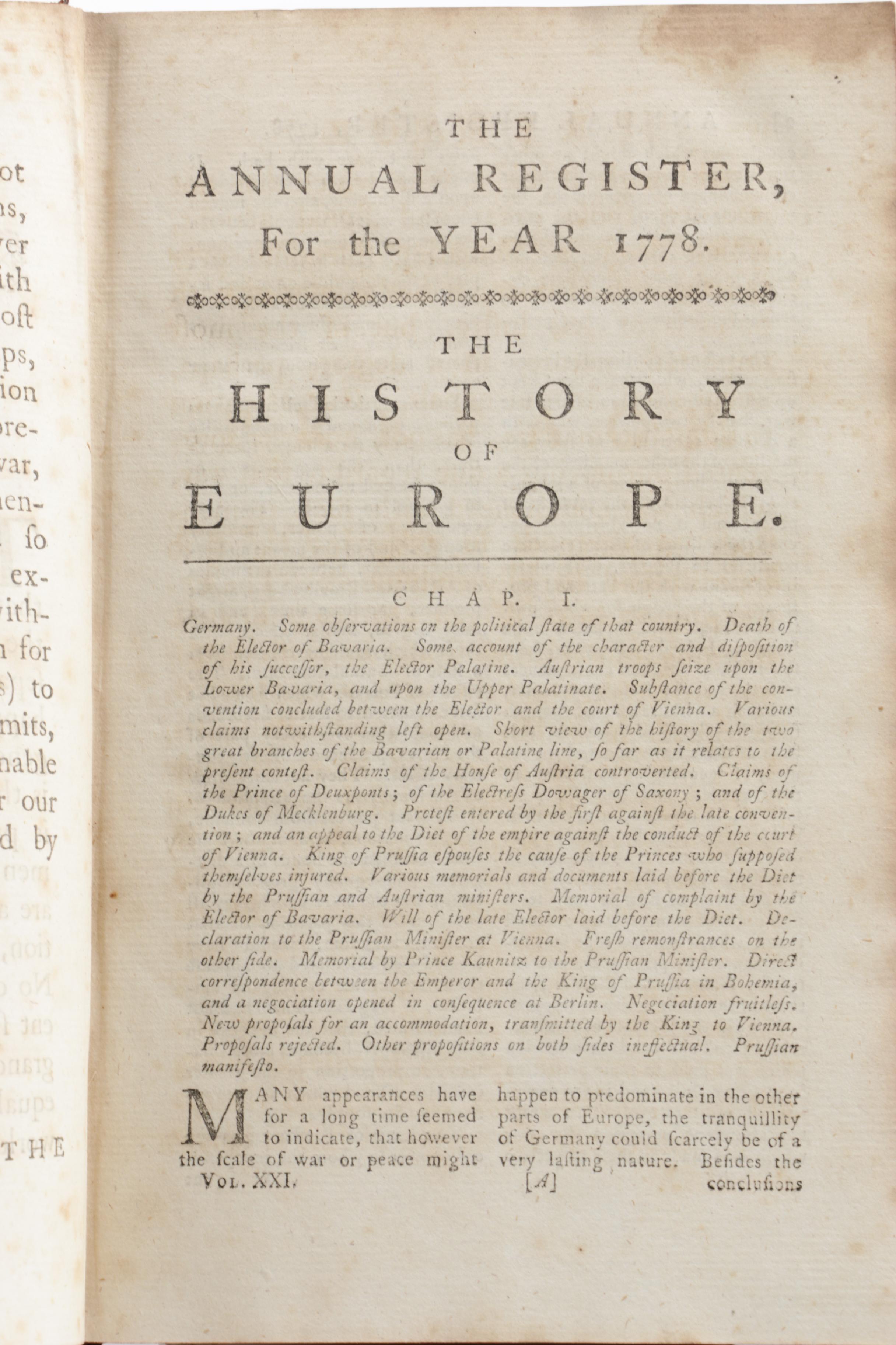 1779 "The Annual Register for the Year 1778" | EBTH