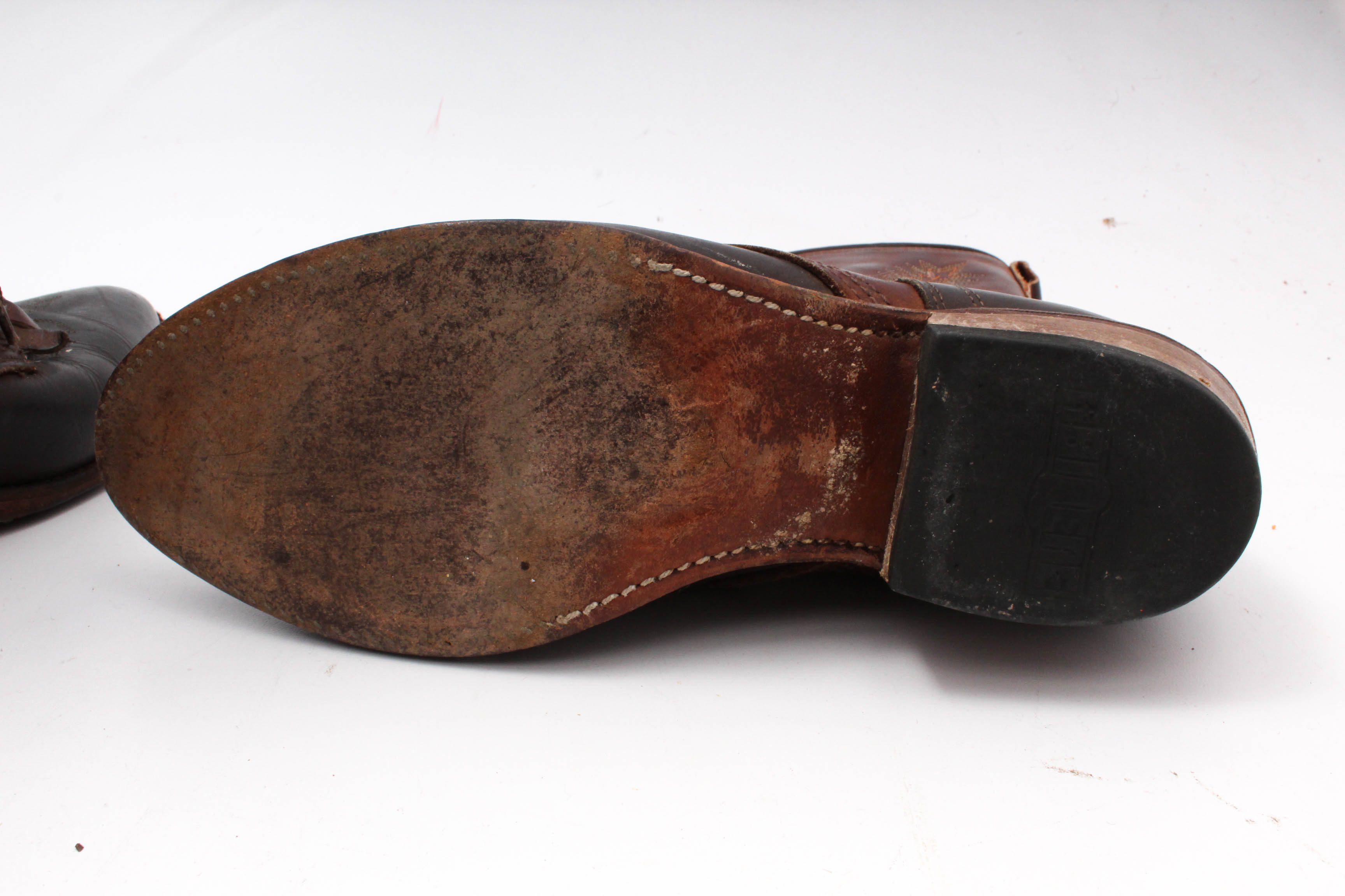 Vintage Distressed Leather Lace-Up Abilene Boots | EBTH