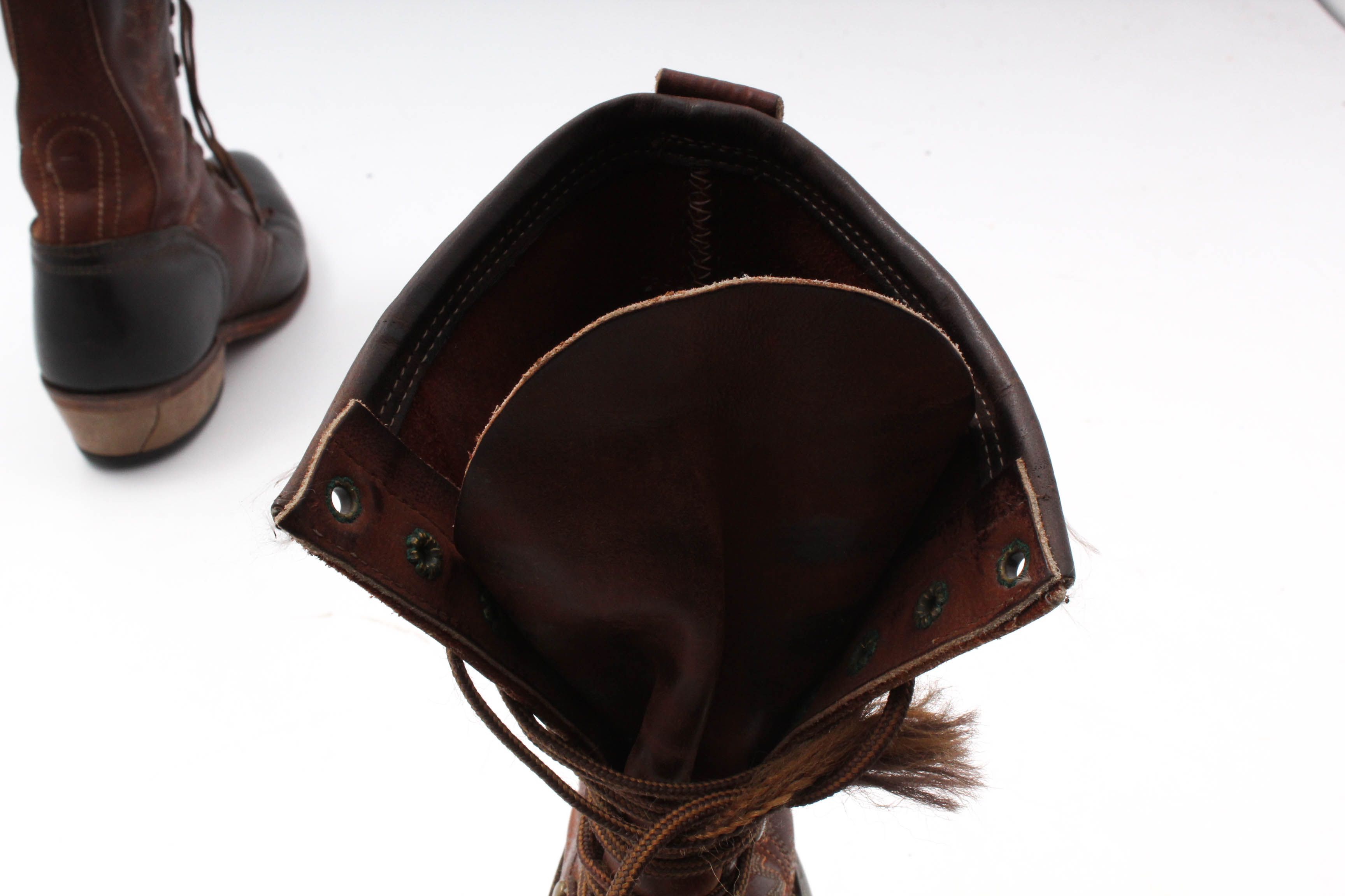 Vintage Distressed Leather Lace-Up Abilene Boots | EBTH