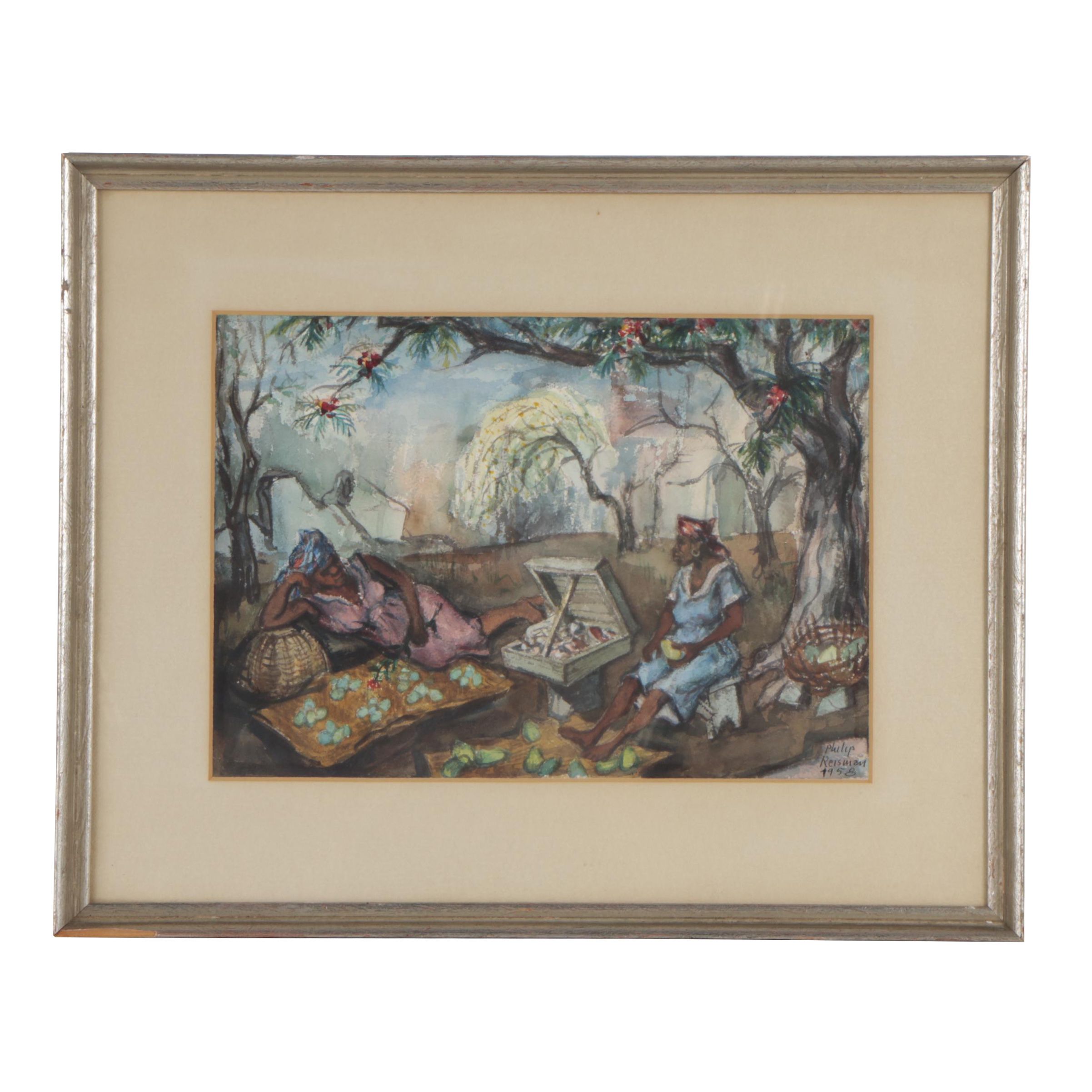 Philip Reisman Watercolor Painting | EBTH