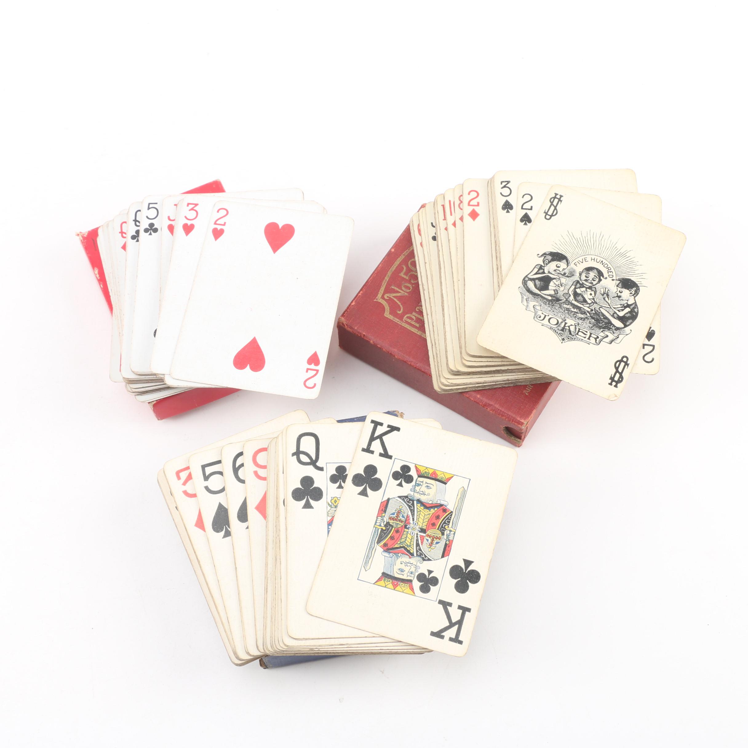 Vintage U.S. Playing Card Co. No. 500 Six-Handed and 88 Jumbo Bridge ...