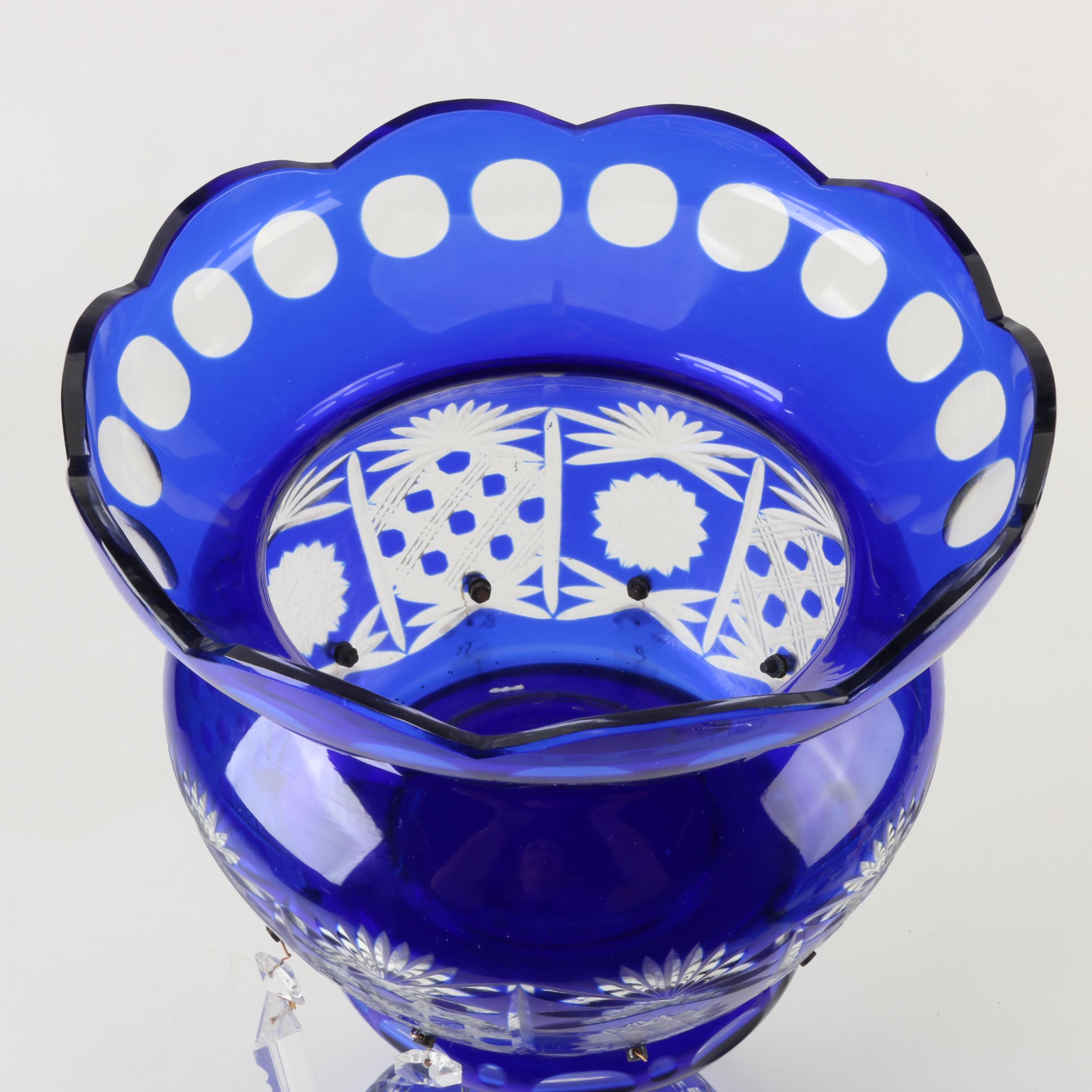 Bohemian Style Cut to Clear Cobalt Blue Mantel Luster | EBTH