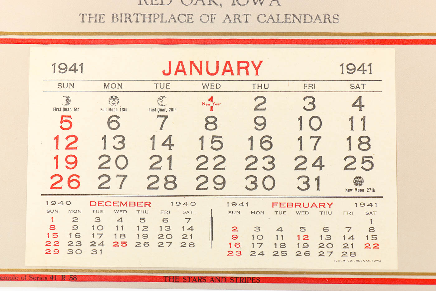 1941 "Stars and Stripes" Salesman Sample Calendar | EBTH