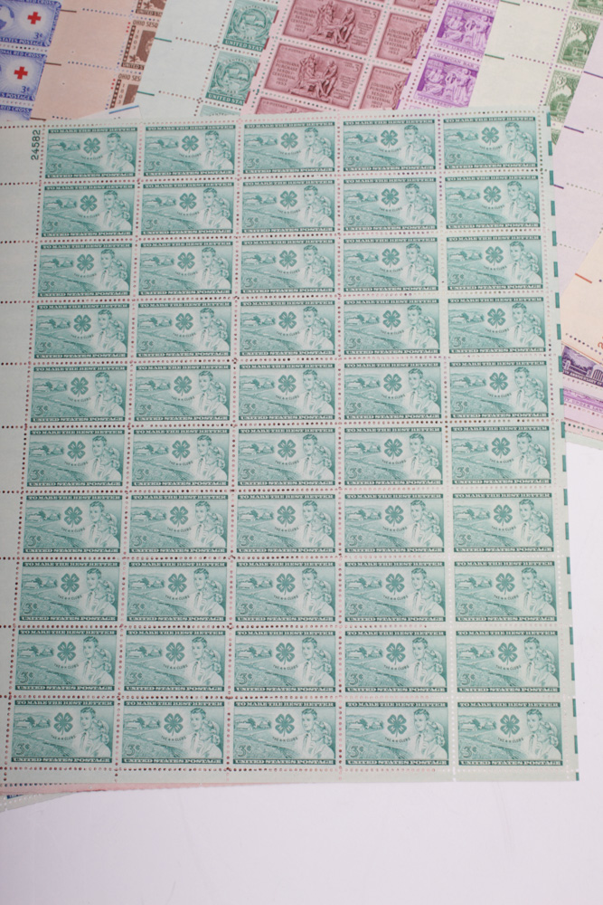 United States 1950s Commemorative Stamp Full Sheets | EBTH
