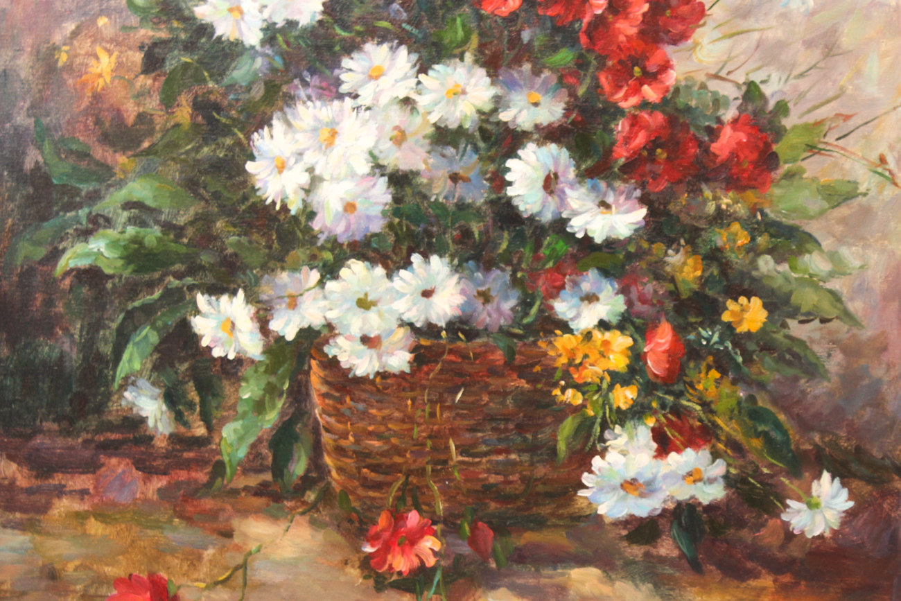 Vargas Floral Still Life Oil Painting | EBTH