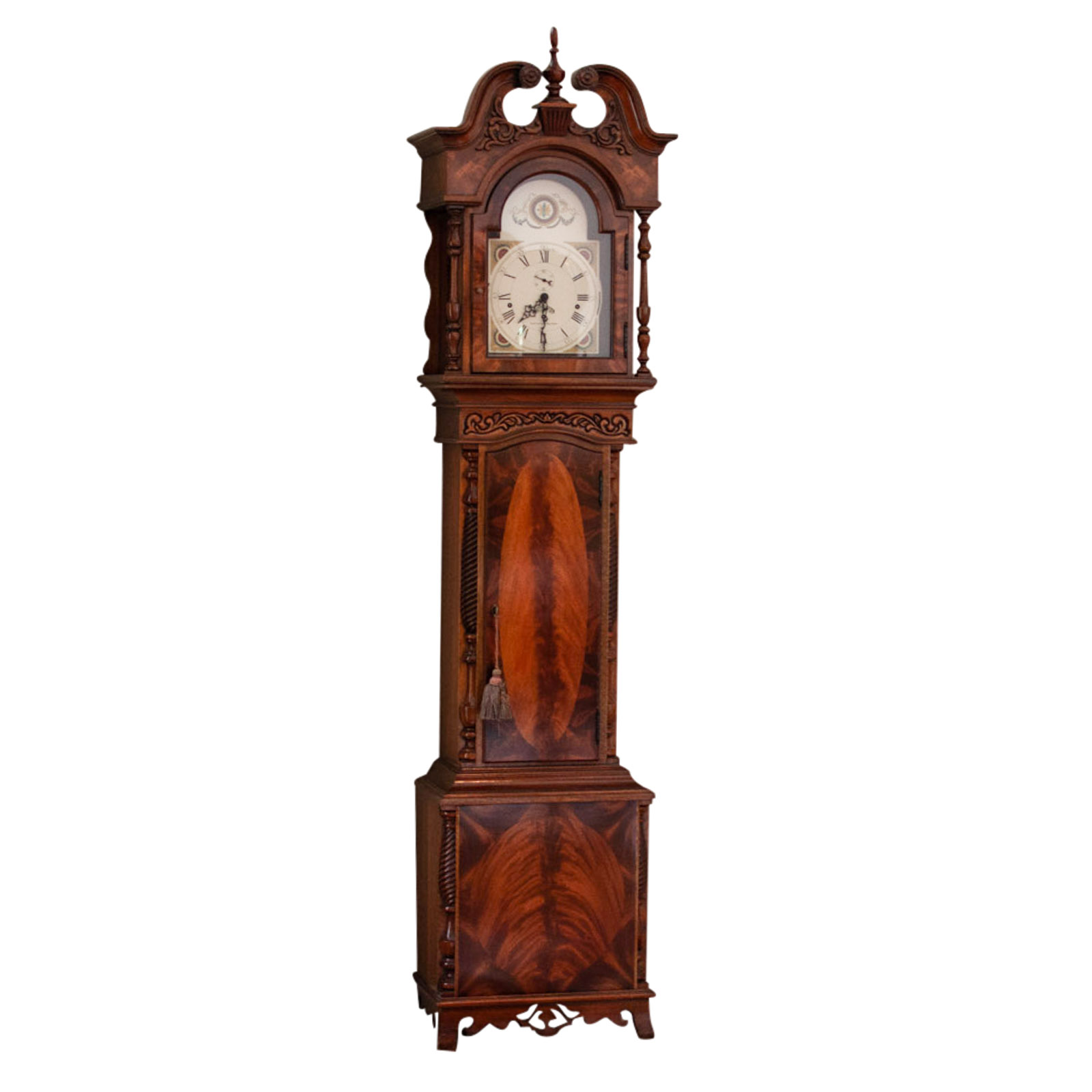 Federal Style Flame Mahogany Grandfather Clock by Heritage Heirloom | EBTH