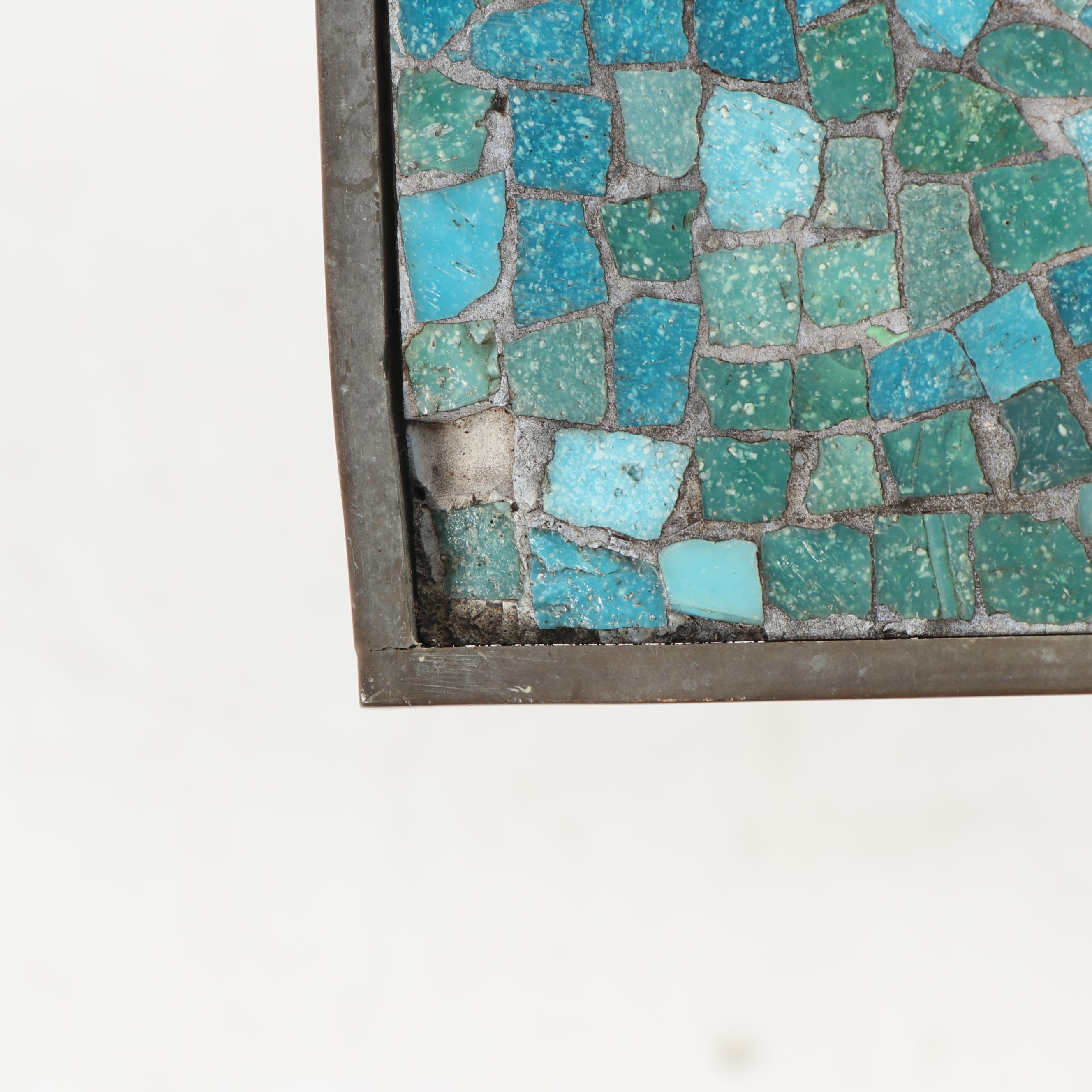 Butterfly Mosaic Top X-Frame Base Side Table | EBTH