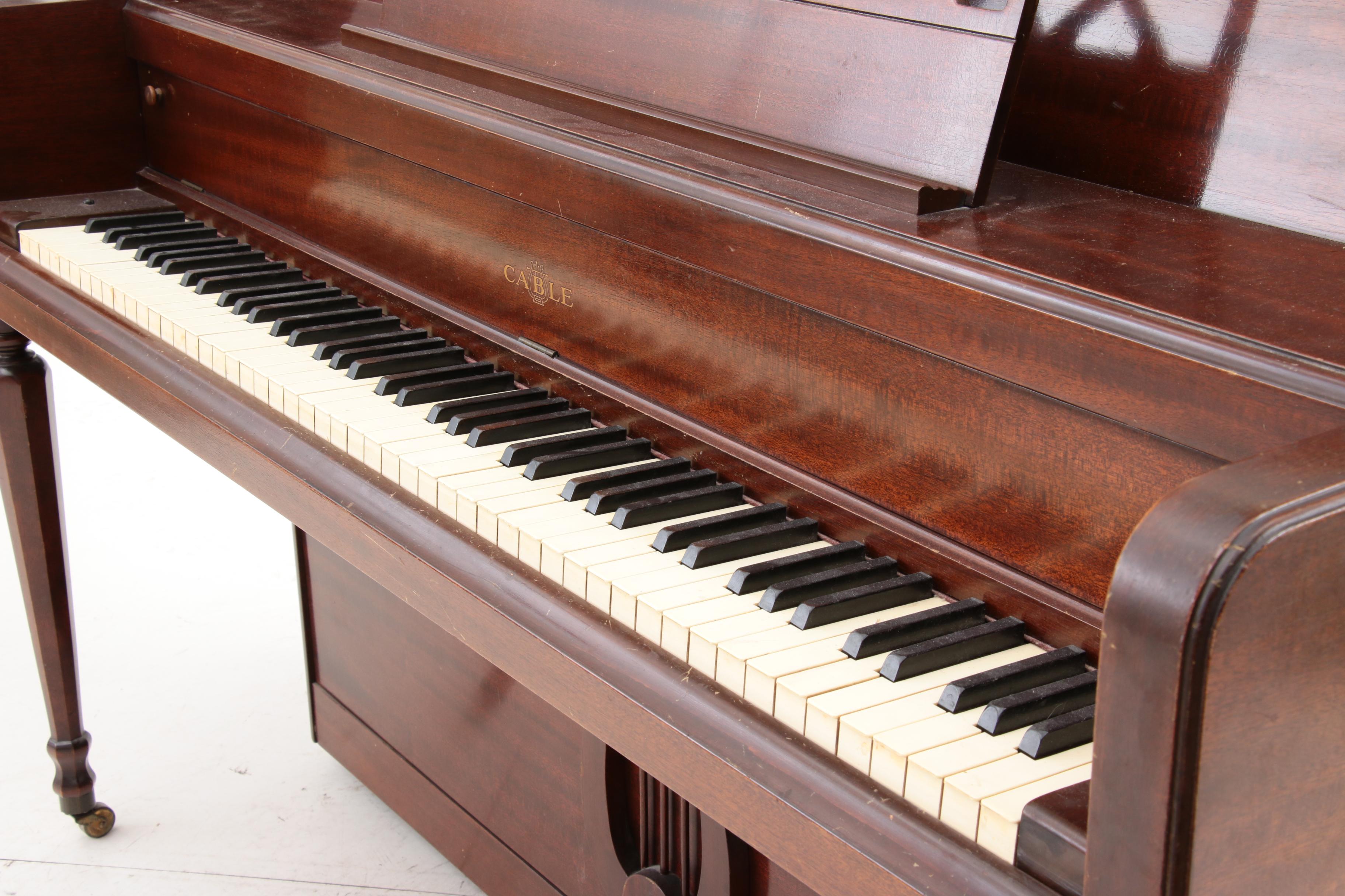 Mahogany Upright Piano by Cable with Bench | EBTH