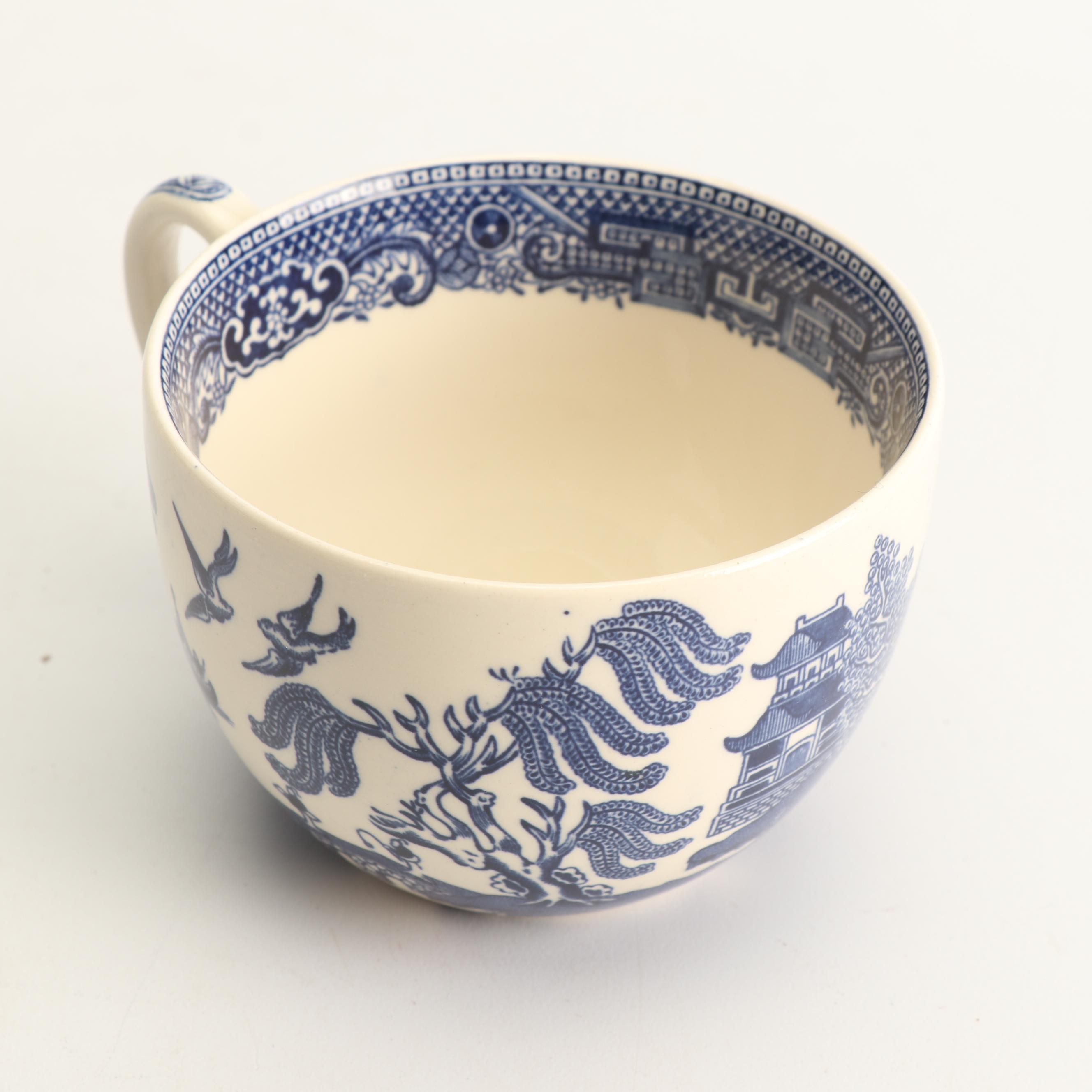 Assorted "Blue Willow" and "Willow" Cups and Saucers including Wedgwood ...