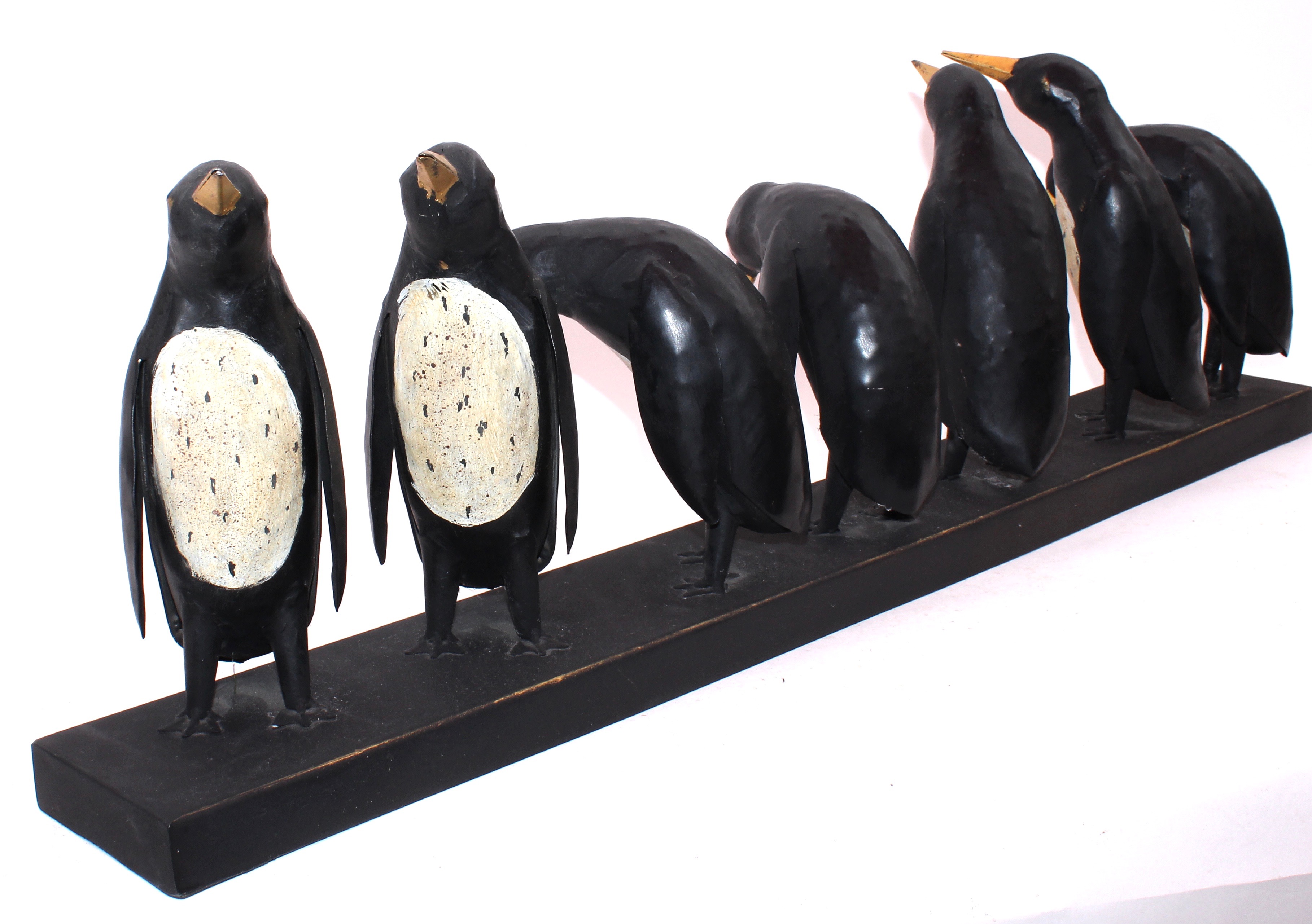 Hand Painted Metal Penguin Sculpture | EBTH