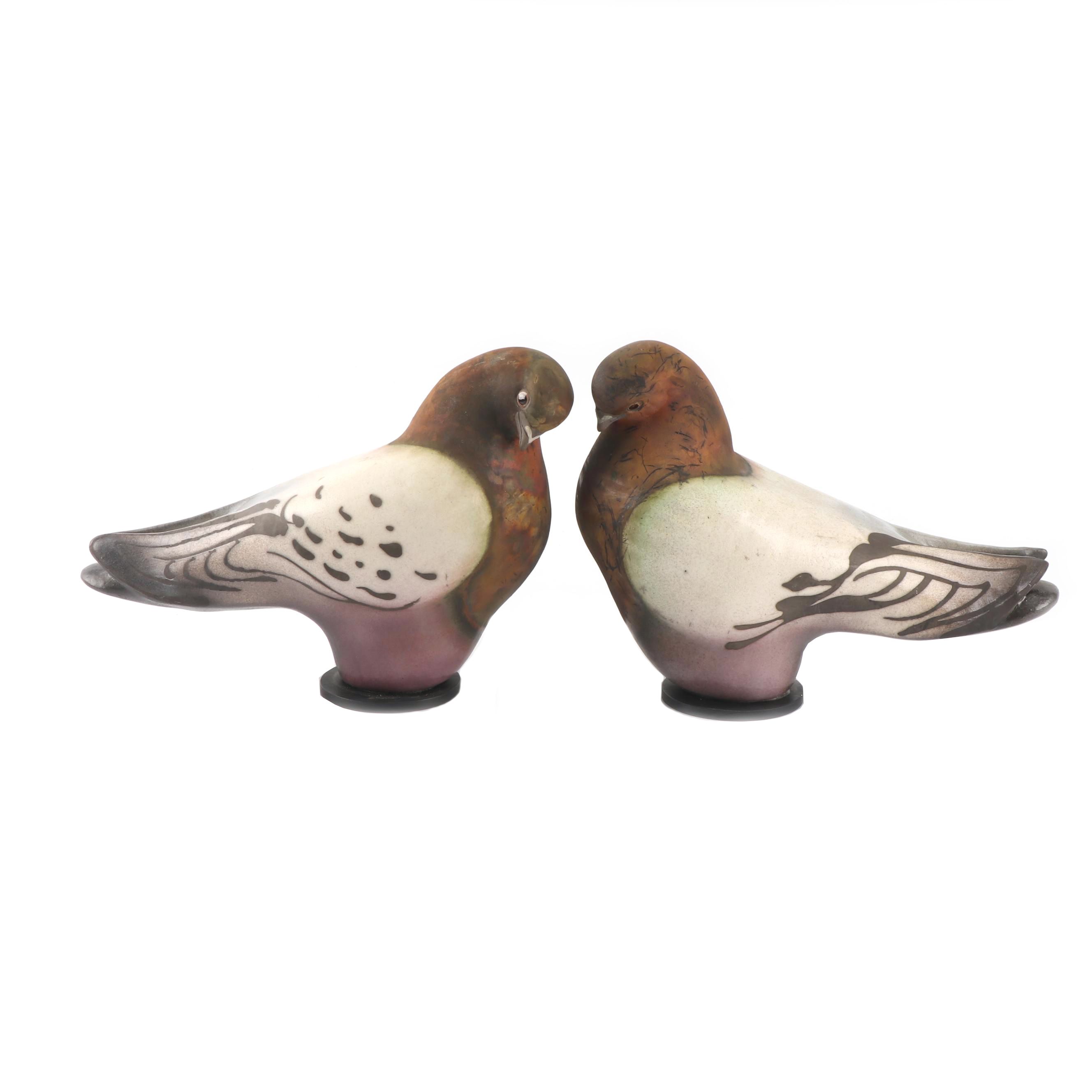 Limited Edition Glo Coalson Raku Pottery Pigeons | EBTH