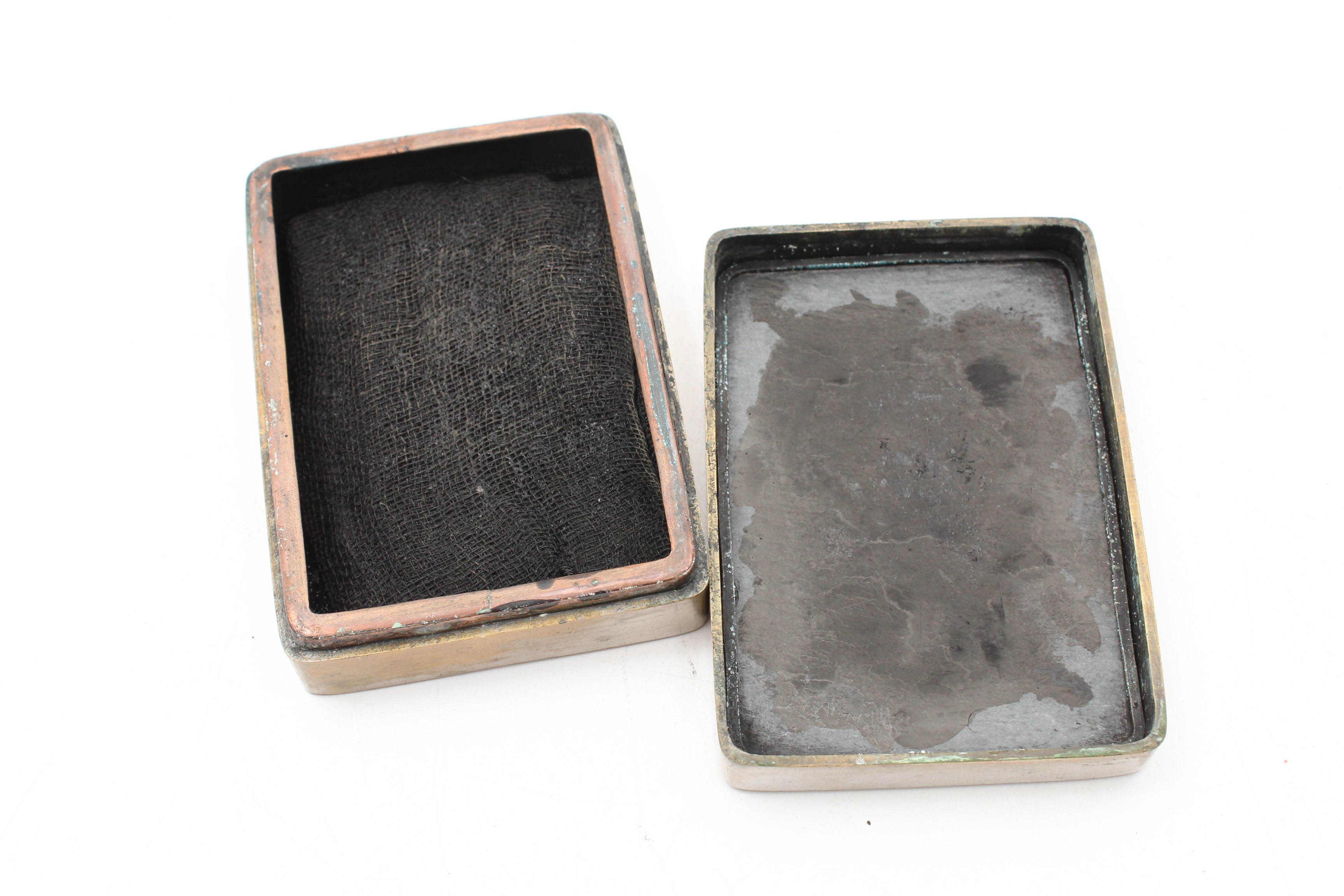 Antique Chinese Ink Stone and Brass Ink Box | EBTH