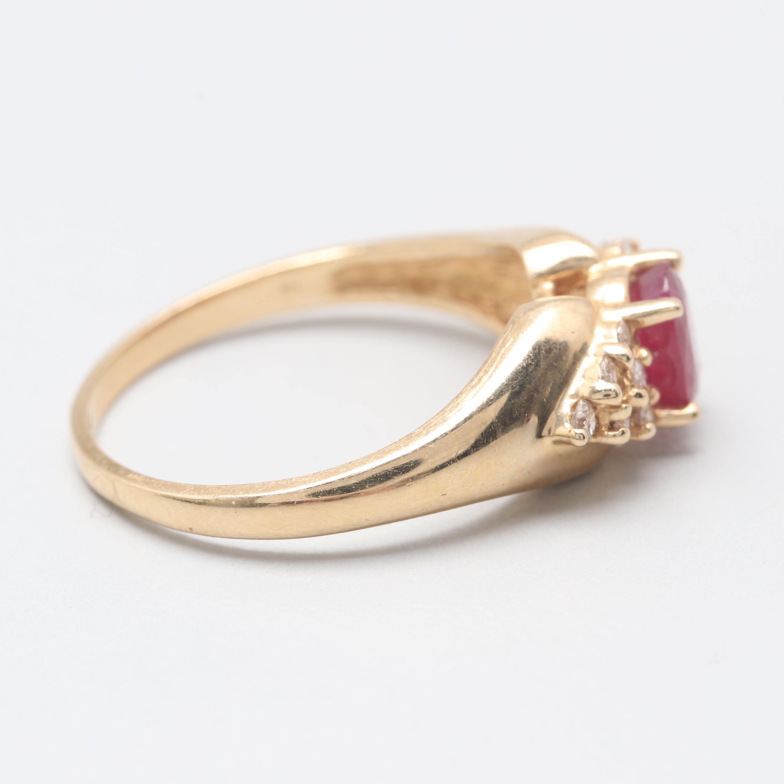 14K Yellow Gold Ruby and Diamond Ring | EBTH