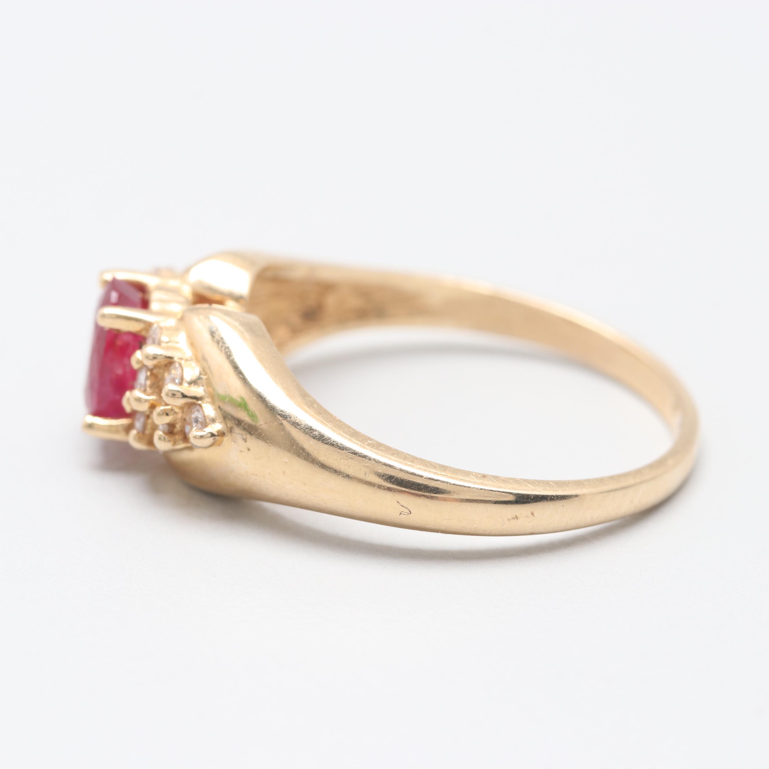 14K Yellow Gold Ruby and Diamond Ring | EBTH