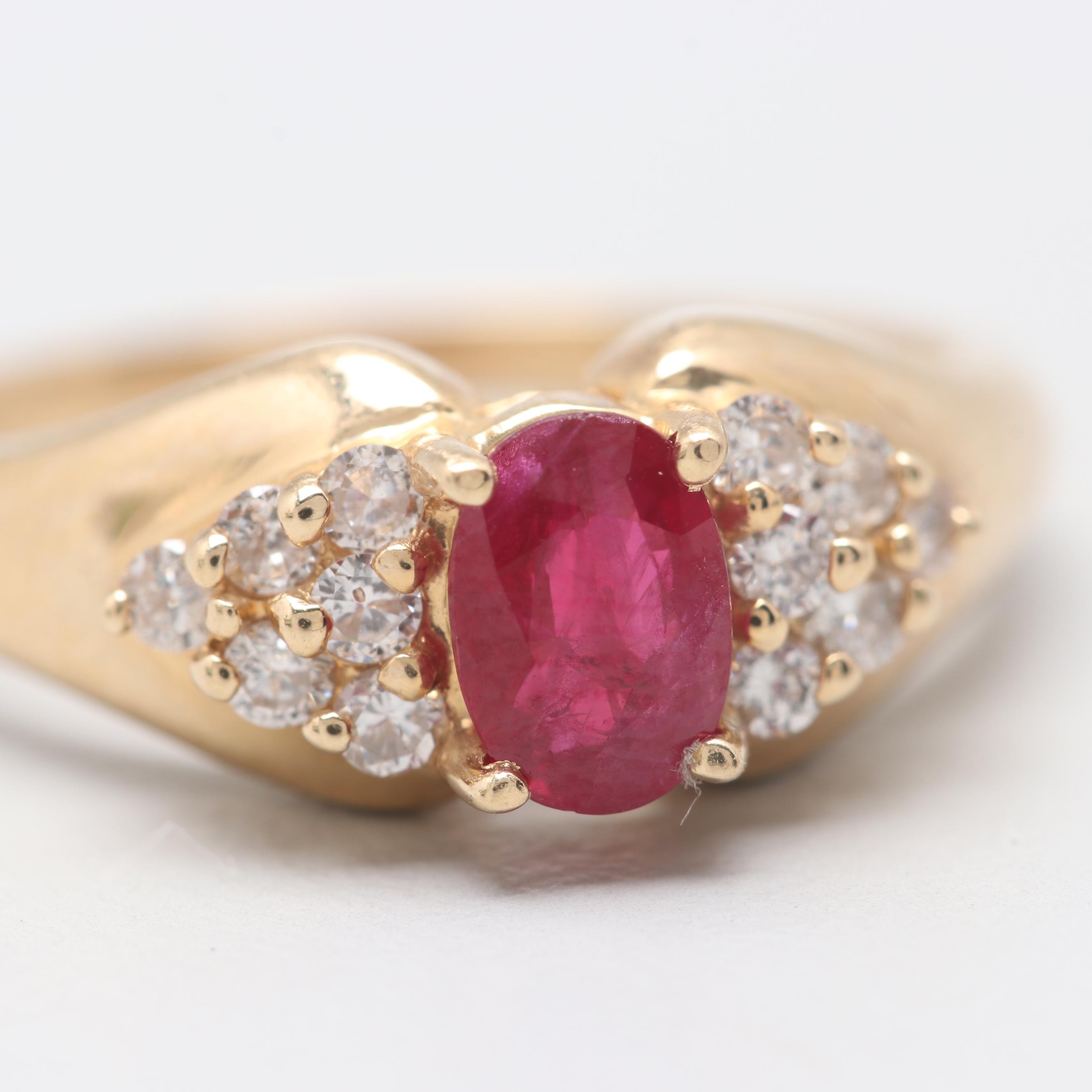 14K Yellow Gold Ruby and Diamond Ring | EBTH