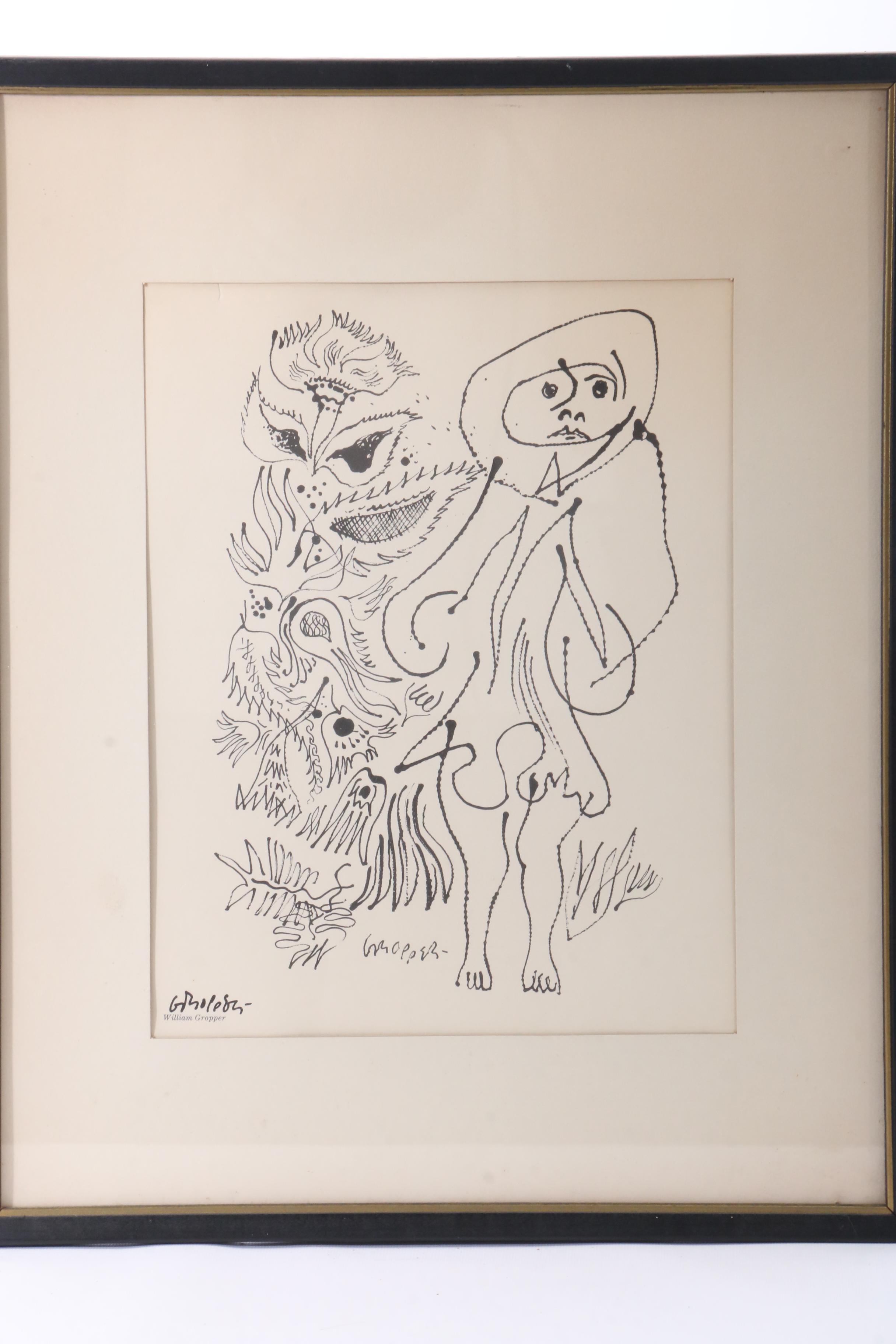William Gropper Lithograph of Abstract Figure in Garden | EBTH