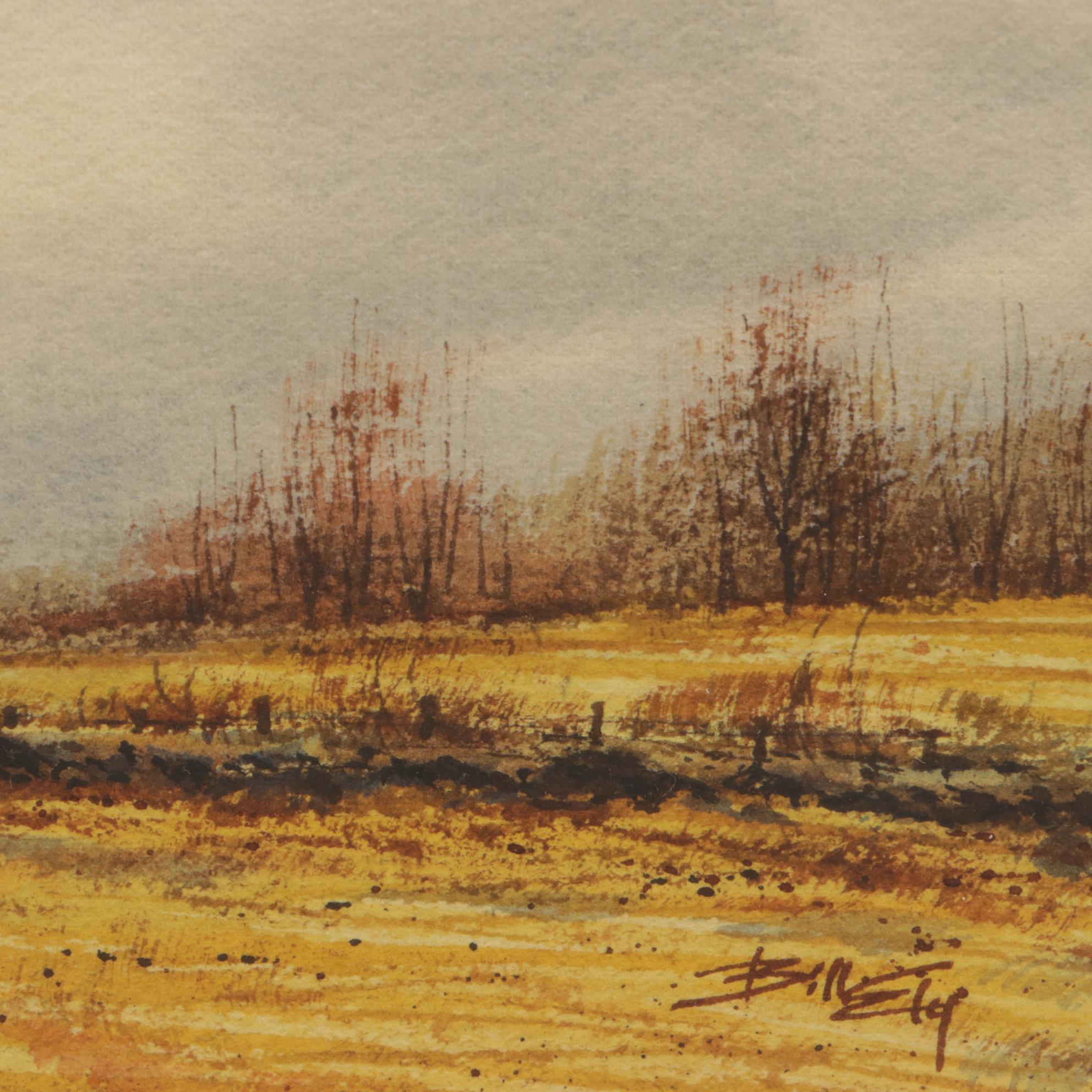 Bill Ely Watercolor Painting "Winter Farm" | EBTH