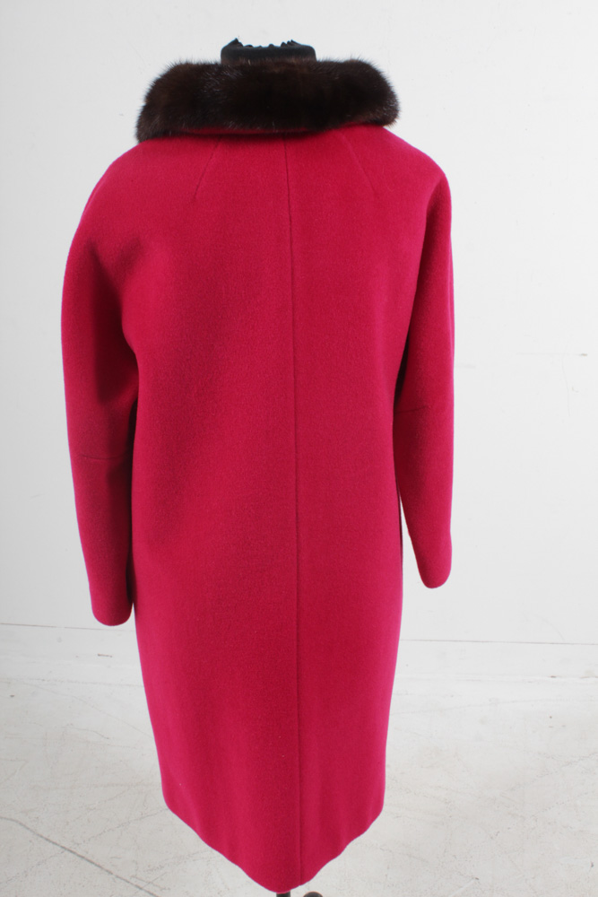 Vintage Dumas Raspberry Wool Coat with Mink Collar | EBTH