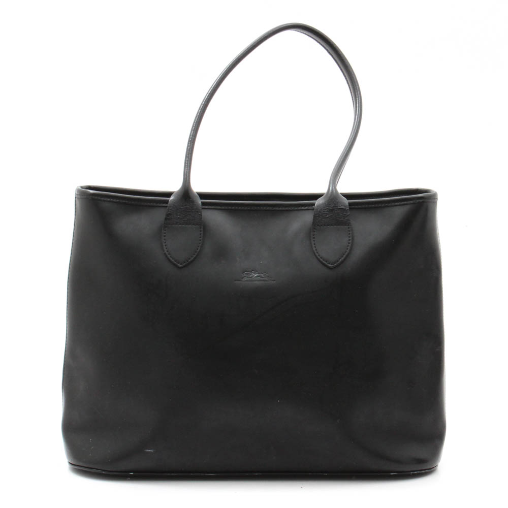 Longchamp of Paris Black Leather Tote Bag | EBTH