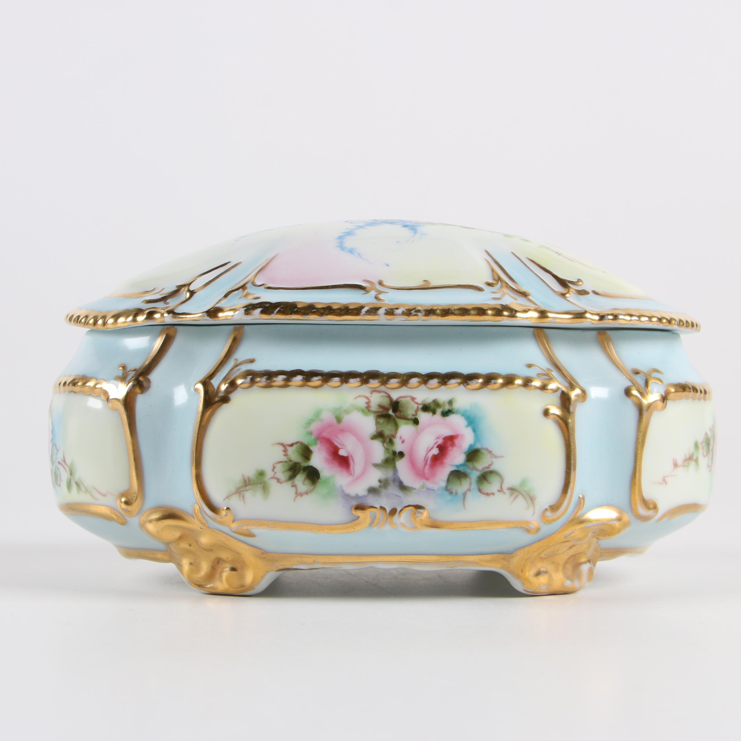 Signed Hand-Painted Porcelain Trinket Box | EBTH