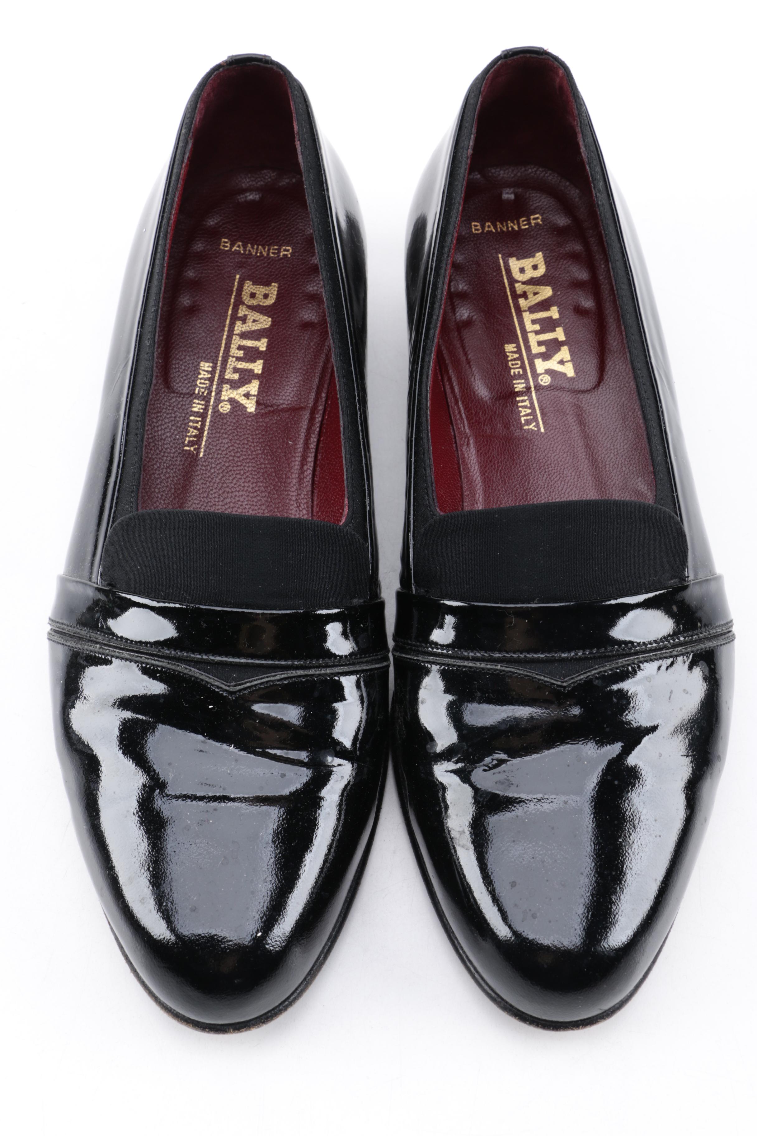 Men's Bally Banner Black Patent Leather Tuxedo Loafers | EBTH