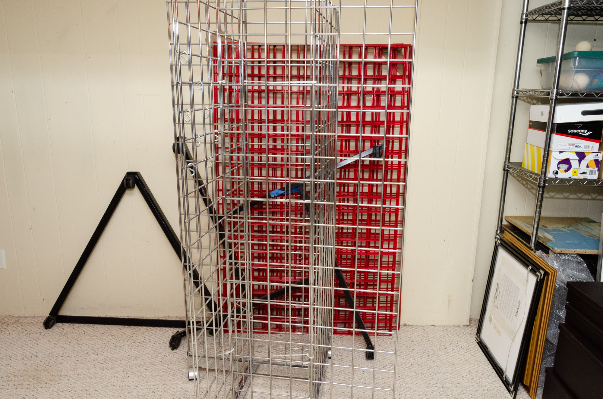 Three Metal Grid Free-Standing Display Racks | EBTH