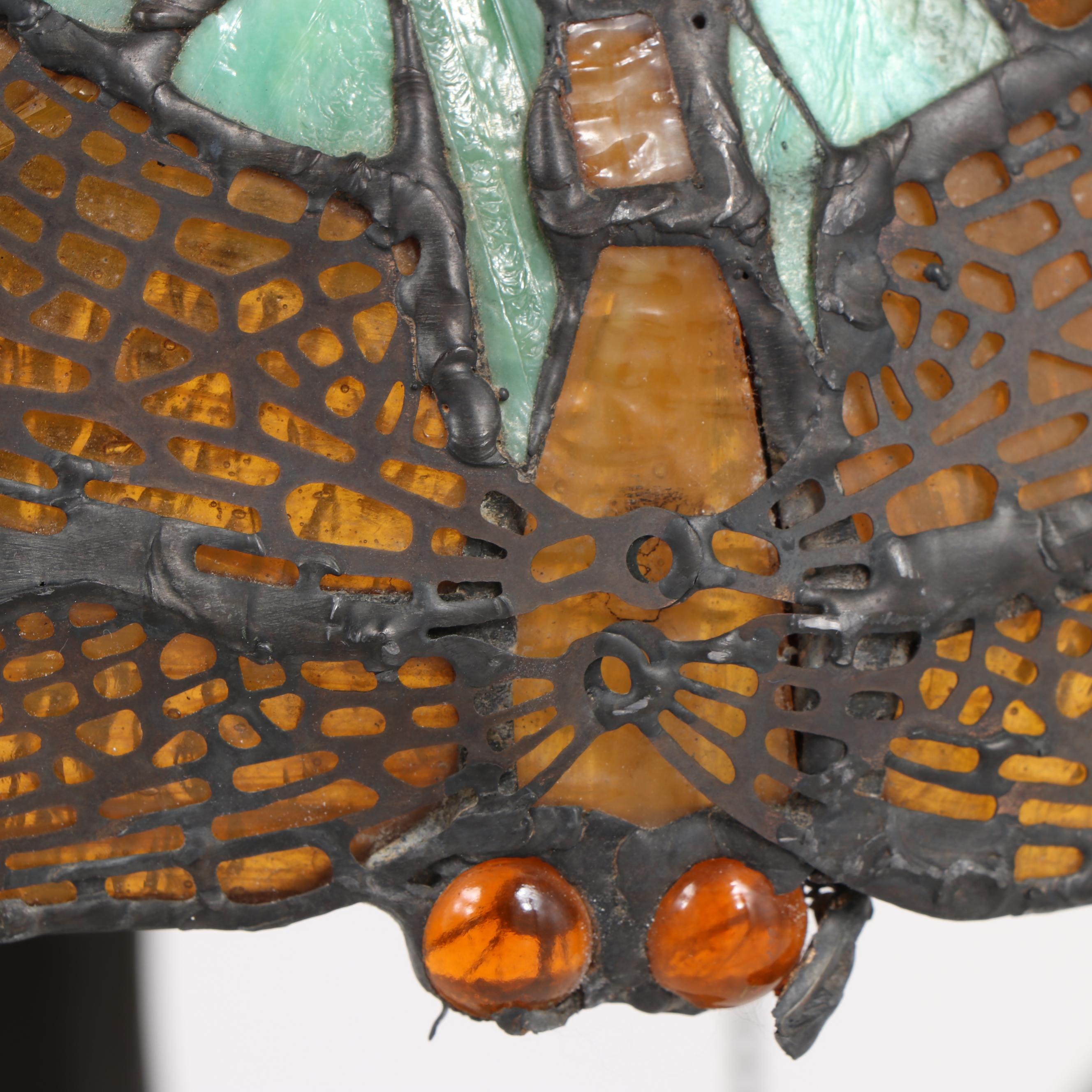 JSW Studios Leaded Glass, Mosaic and Patinated Metal Dragonfly Table ...